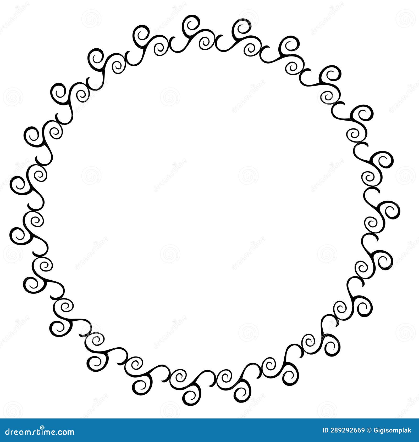 Simple Seamless Vector Circle Hand Draw Sketch Floral Border Stock ...