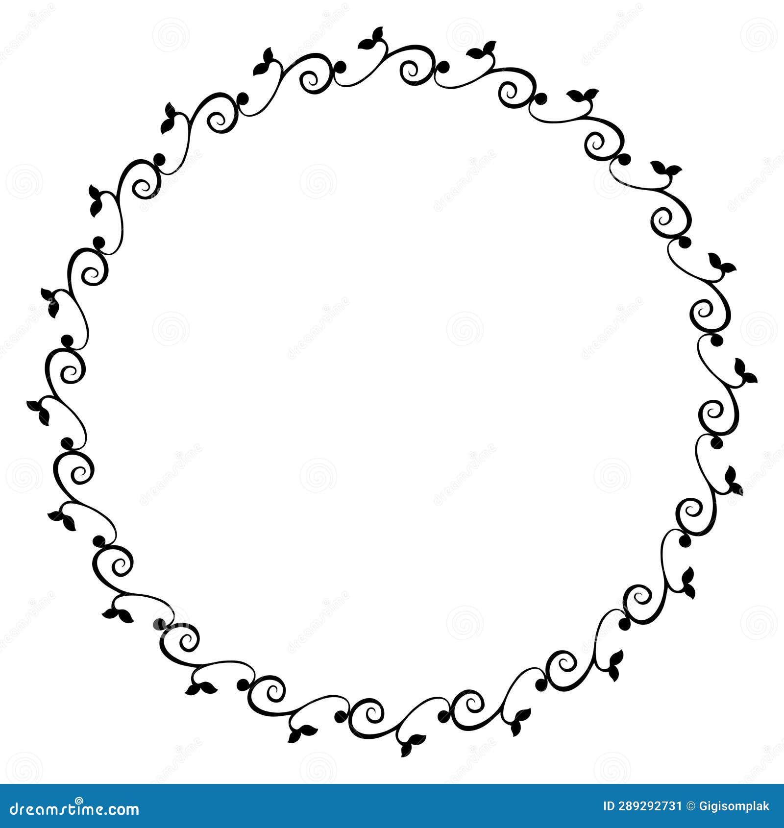 Simple Seamless Vector Circle Hand Draw Sketch Floral Border Stock ...