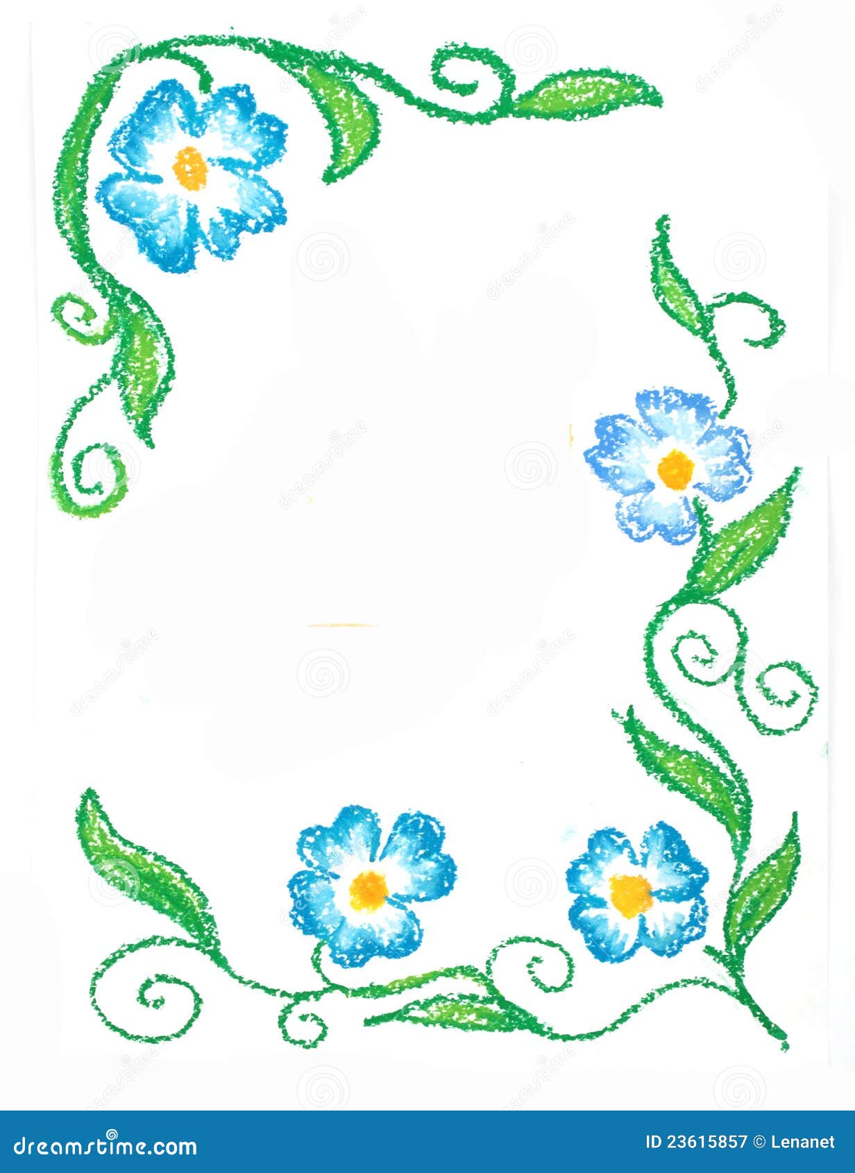 Floral Border Corner Blue Flowers Stock Illustration - Illustration of ...