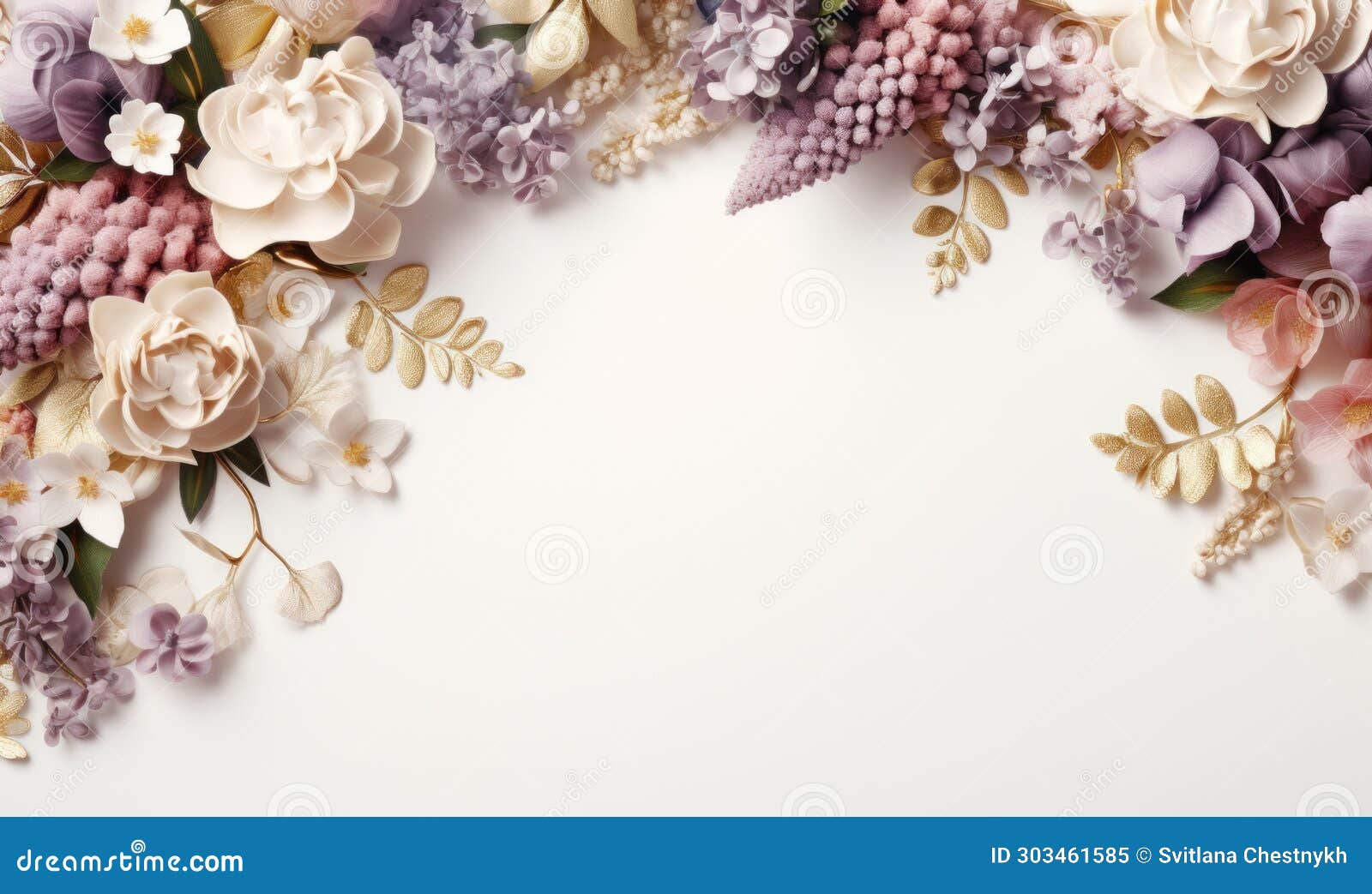 Floral Border Frame, Assorted Garden Flowers Empty Space Background ...