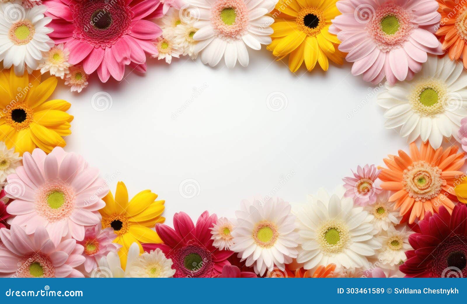 Floral Border Frame, Assorted Garden Flowers Empty Space Background ...