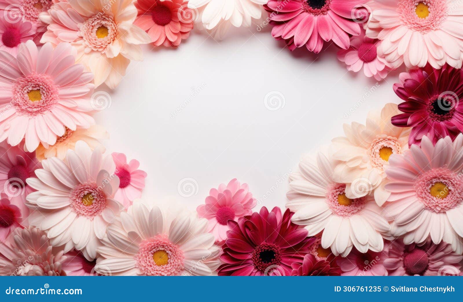 Floral Border Frame, Assorted Garden Flowers Empty Space Background ...