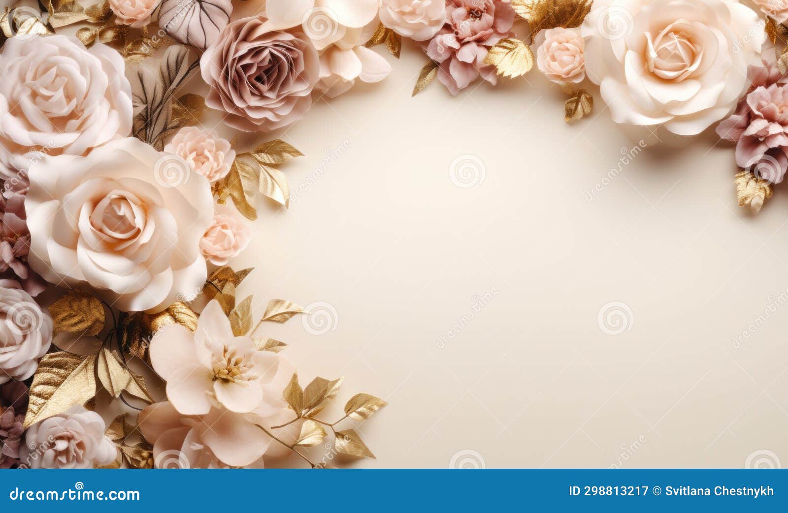 Floral Border Frame, Assorted Garden Flowers Empty Space Background ...