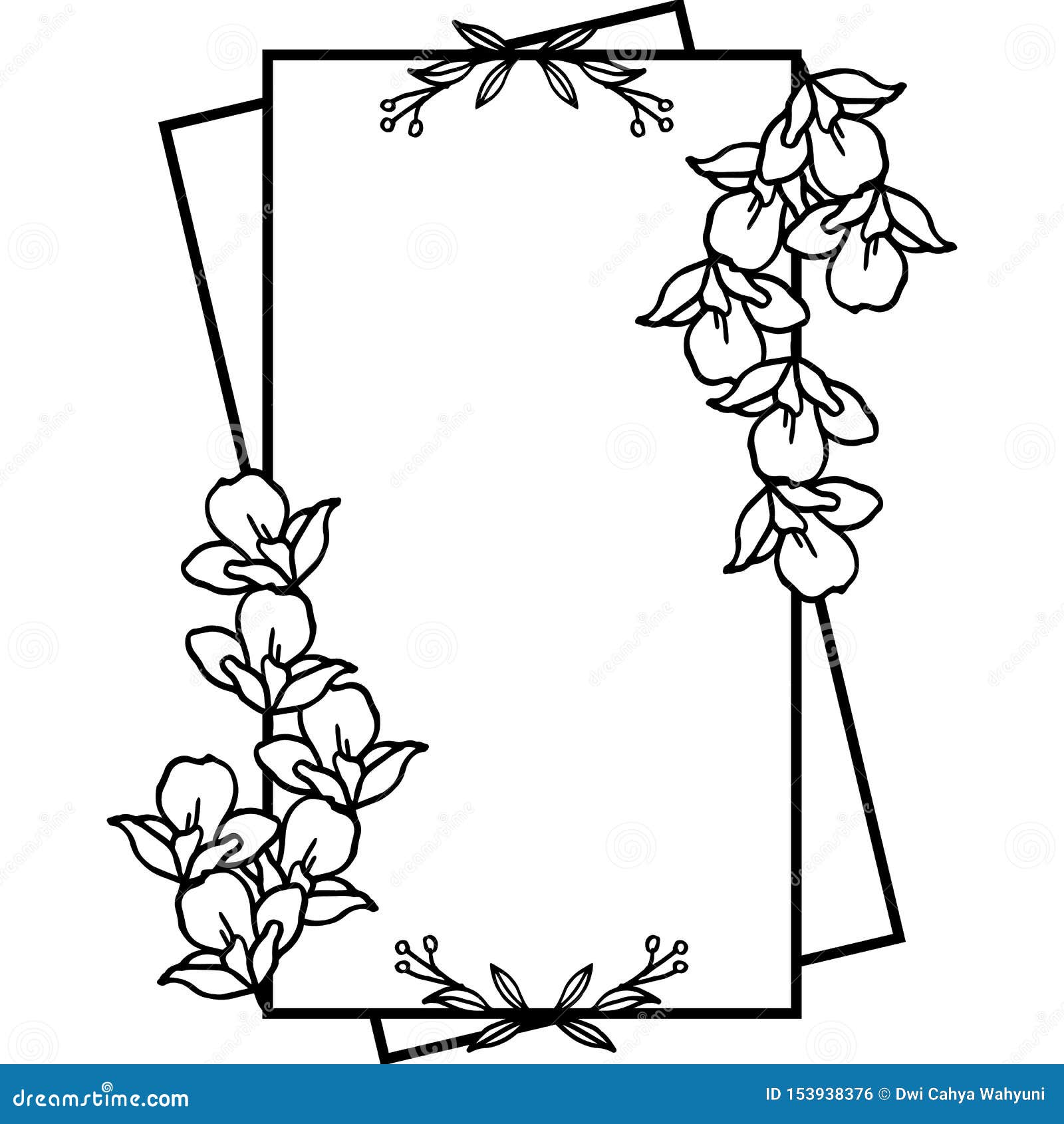 Floral Border Frame Template with White Backdrop. Vector Stock Vector ...