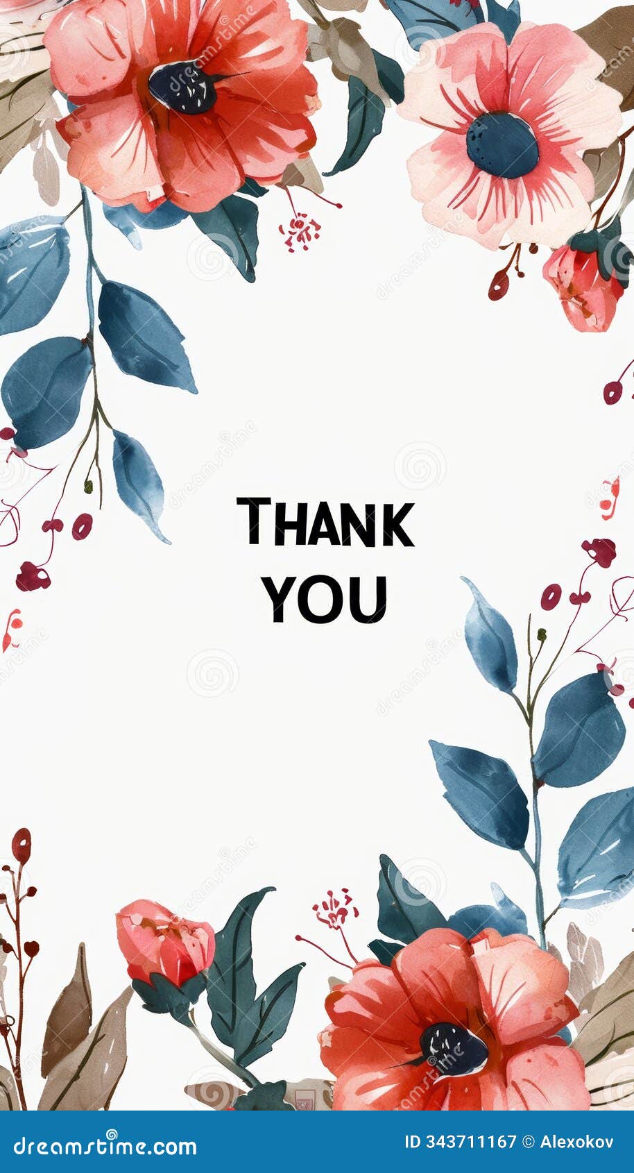 Floral Border Frame with Thank You Message Generative AI Stock ...