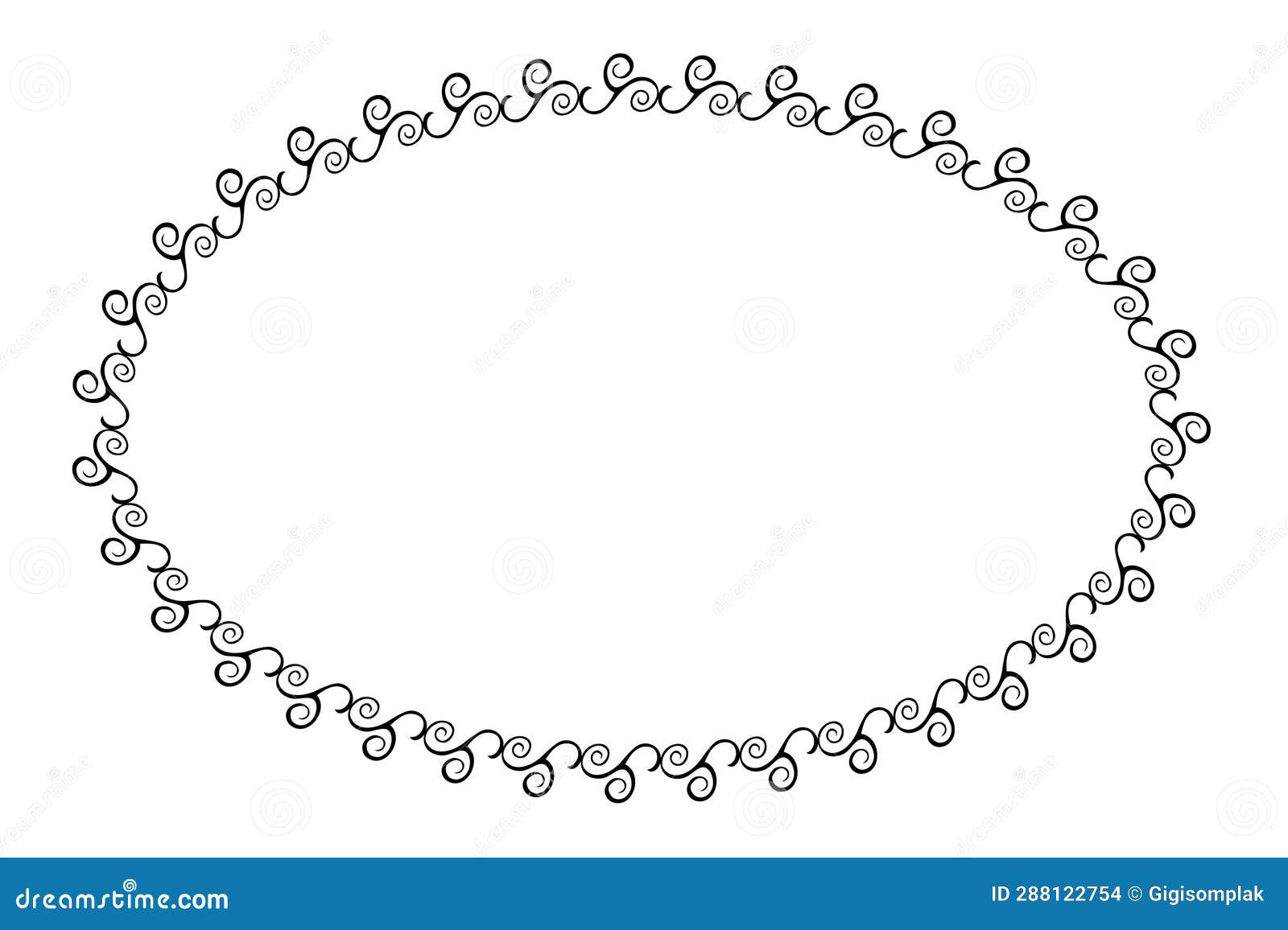 Simple Seamless Vector Oval Hand Draw Sketch Floral Border Stock Vector ...