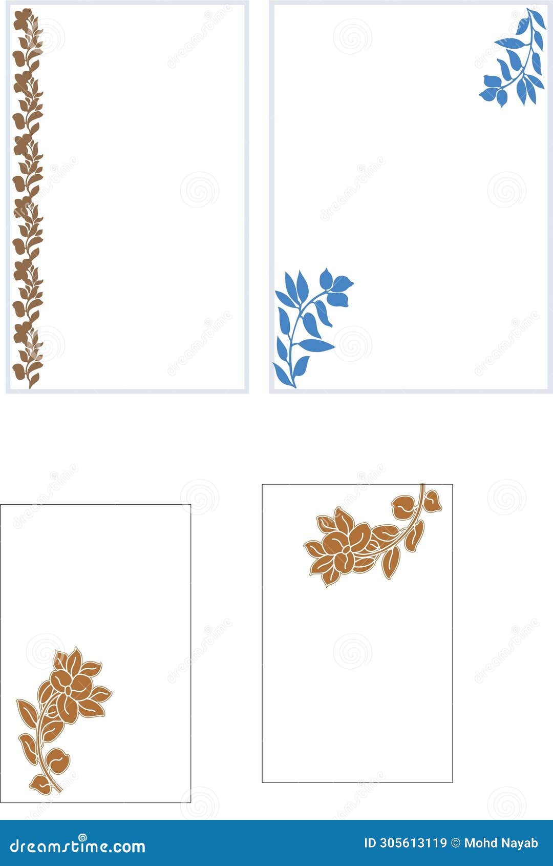 Floral Border Pattern Frame, Design Various Greeting Cards. Vector ...