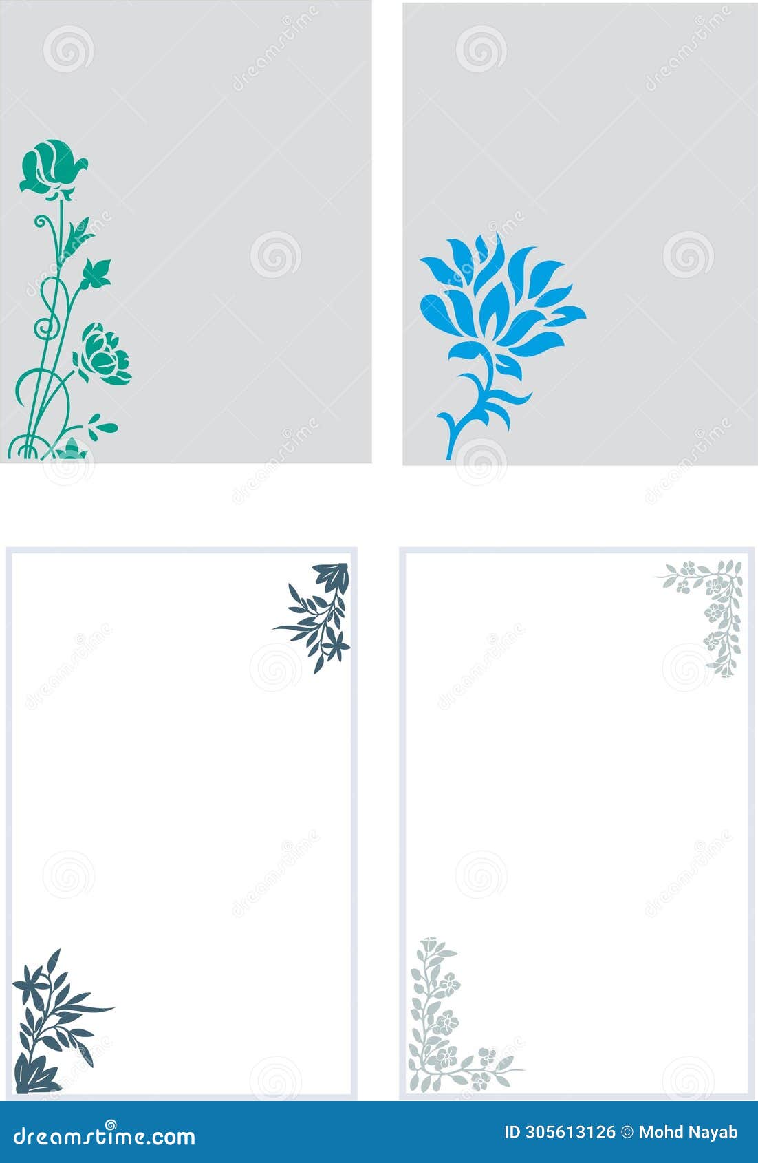 Floral Border Pattern Frame, Design Various Greeting Cards. Vector ...