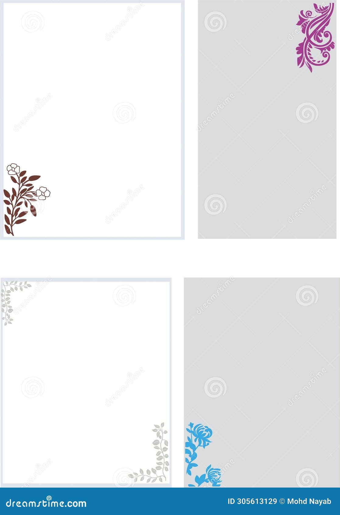 Floral Border Pattern Frame, Design Various Greeting Cards. Vector ...