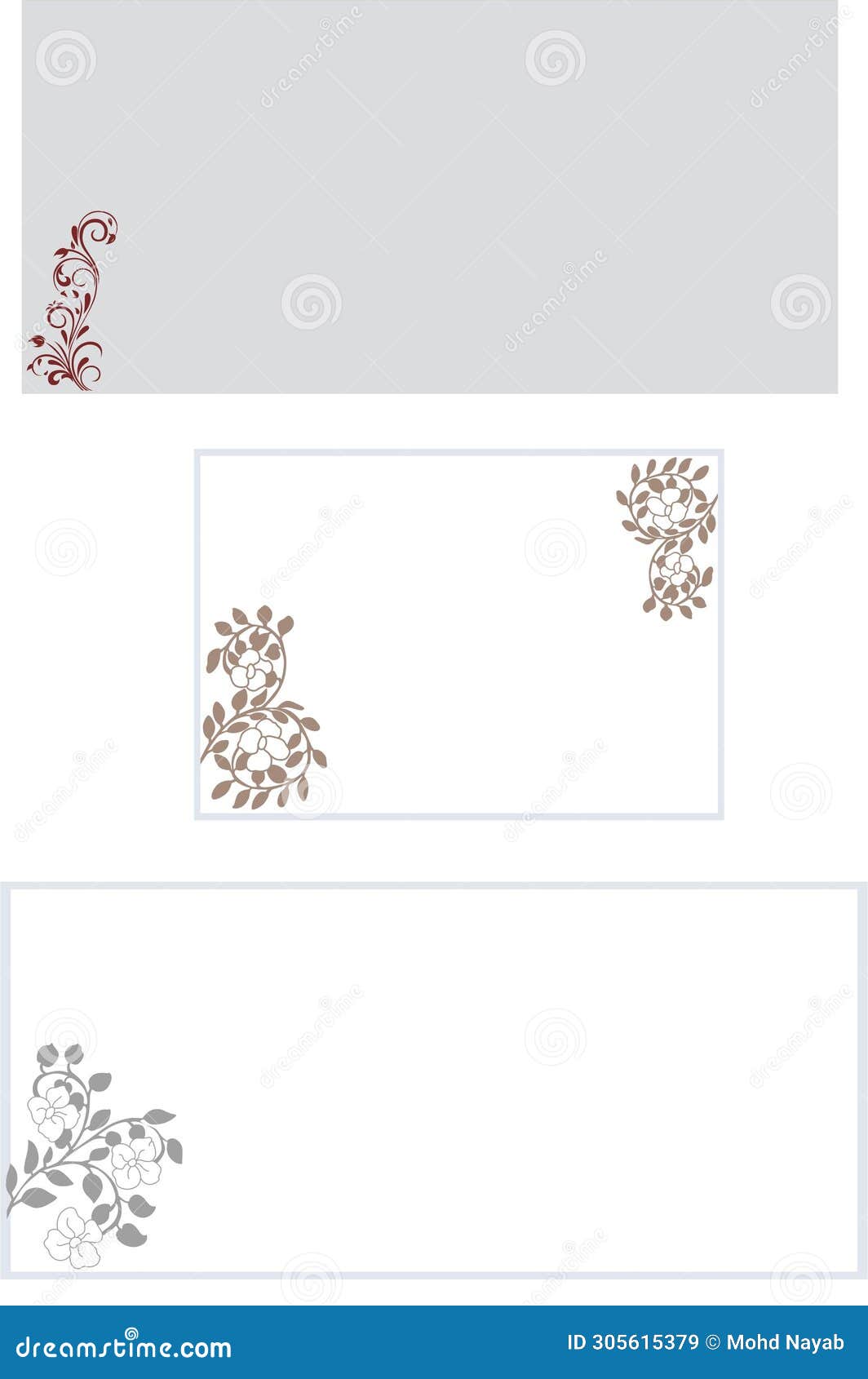 Floral Border Pattern Frame, Design Various Greeting Cards. Vector ...