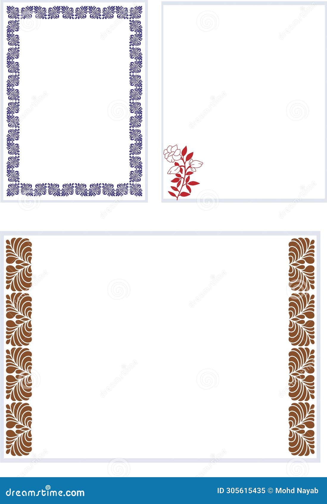 Floral Border Pattern Frame, Design Various Greeting Cards. Vector ...