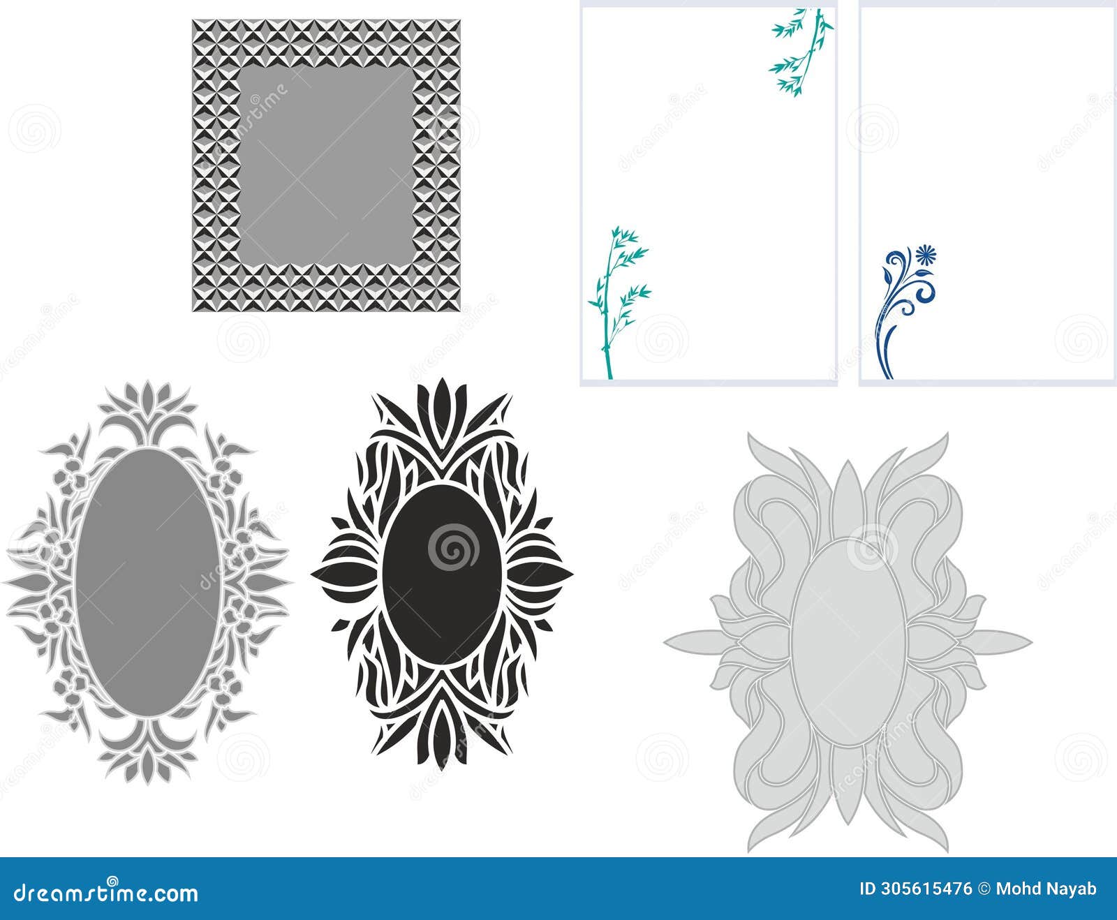 Floral Border Pattern Frame, Design Various Greeting Cards. Vector ...
