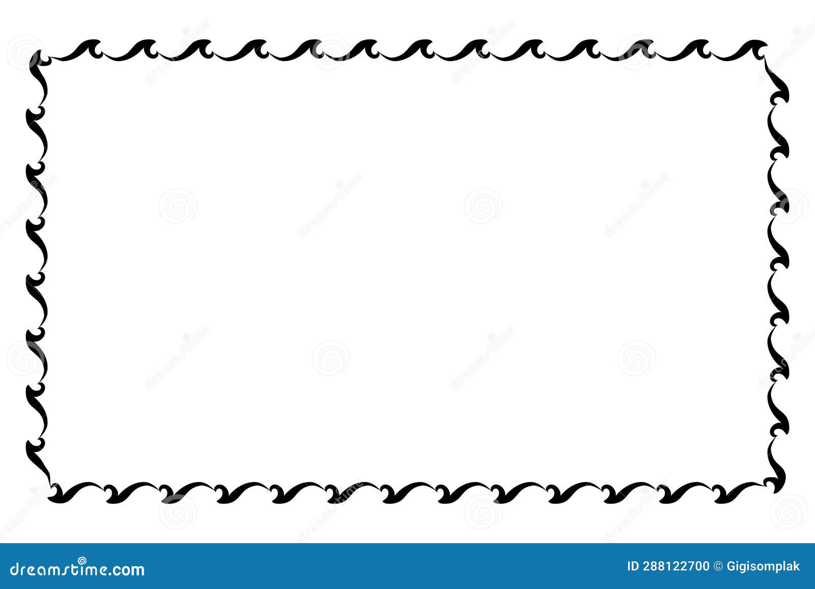 Simple Seamless Vector Rectangle Hand Draw Sketch Floral Border Stock ...