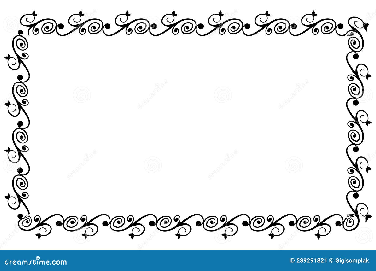 Simple Seamless Vector Rectangle Hand Draw Sketch Floral Border Stock ...