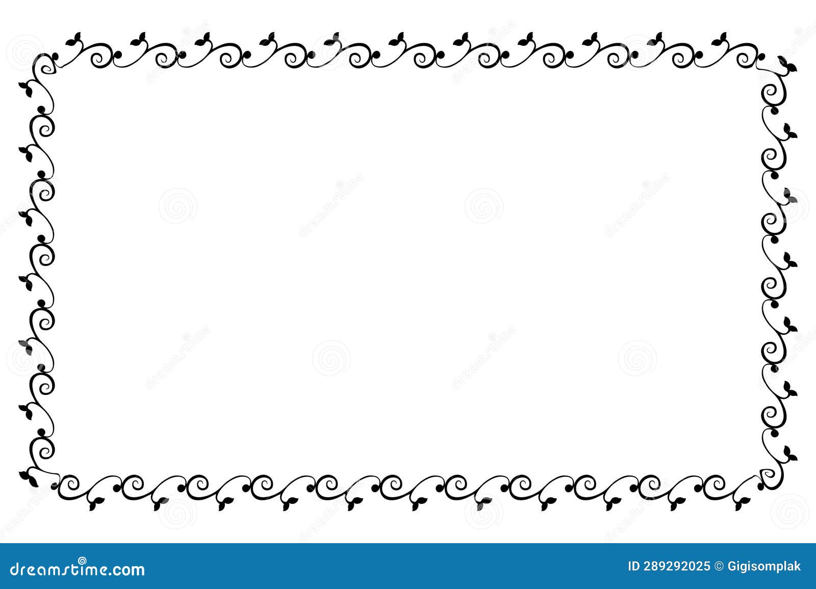 Simple Seamless Vector Rectangle Hand Draw Sketch Floral Border Stock ...