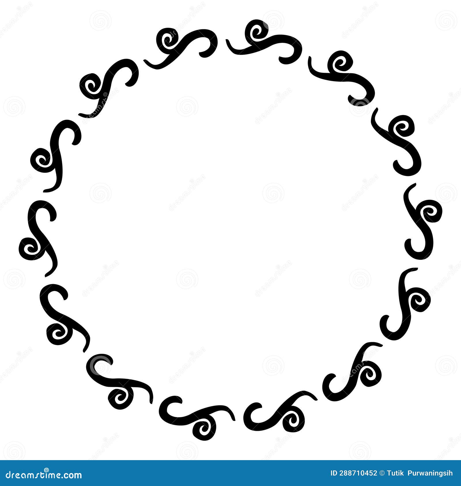 Simple Seamless Vector Circle Hand Draw Sketch Floral Border Stock ...