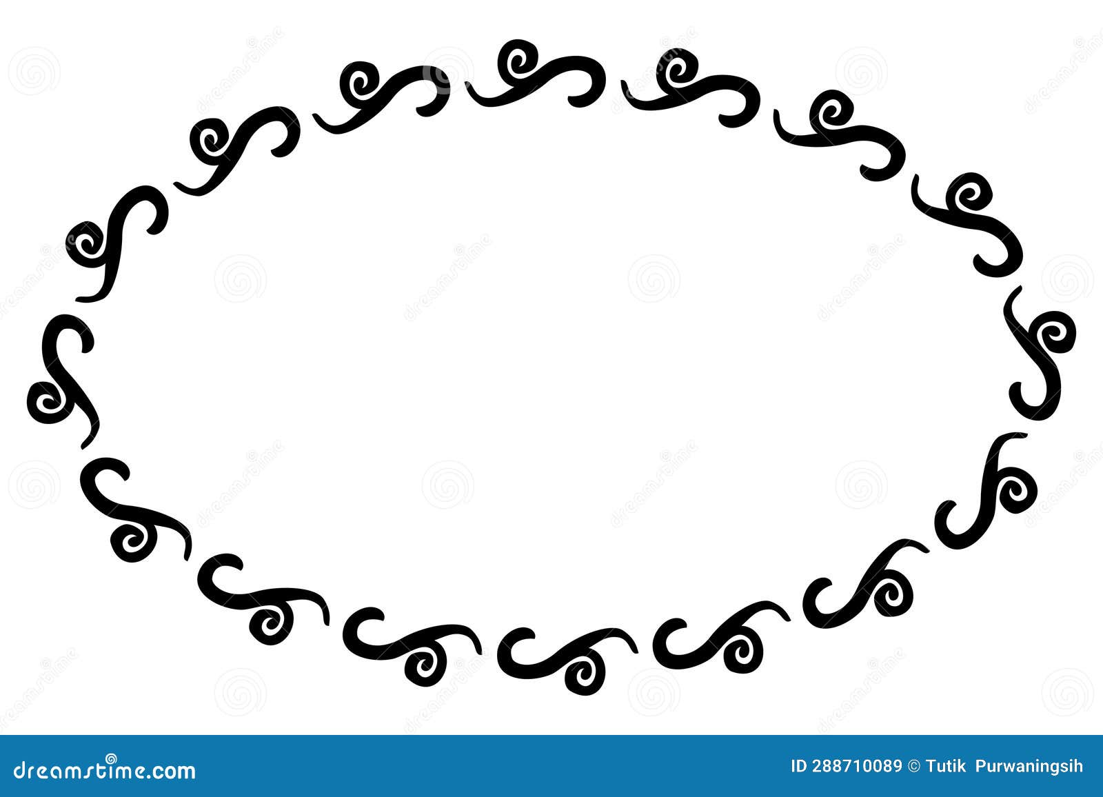 Simple Seamless Vector Oval Hand Draw Sketch Floral Border Stock Vector ...