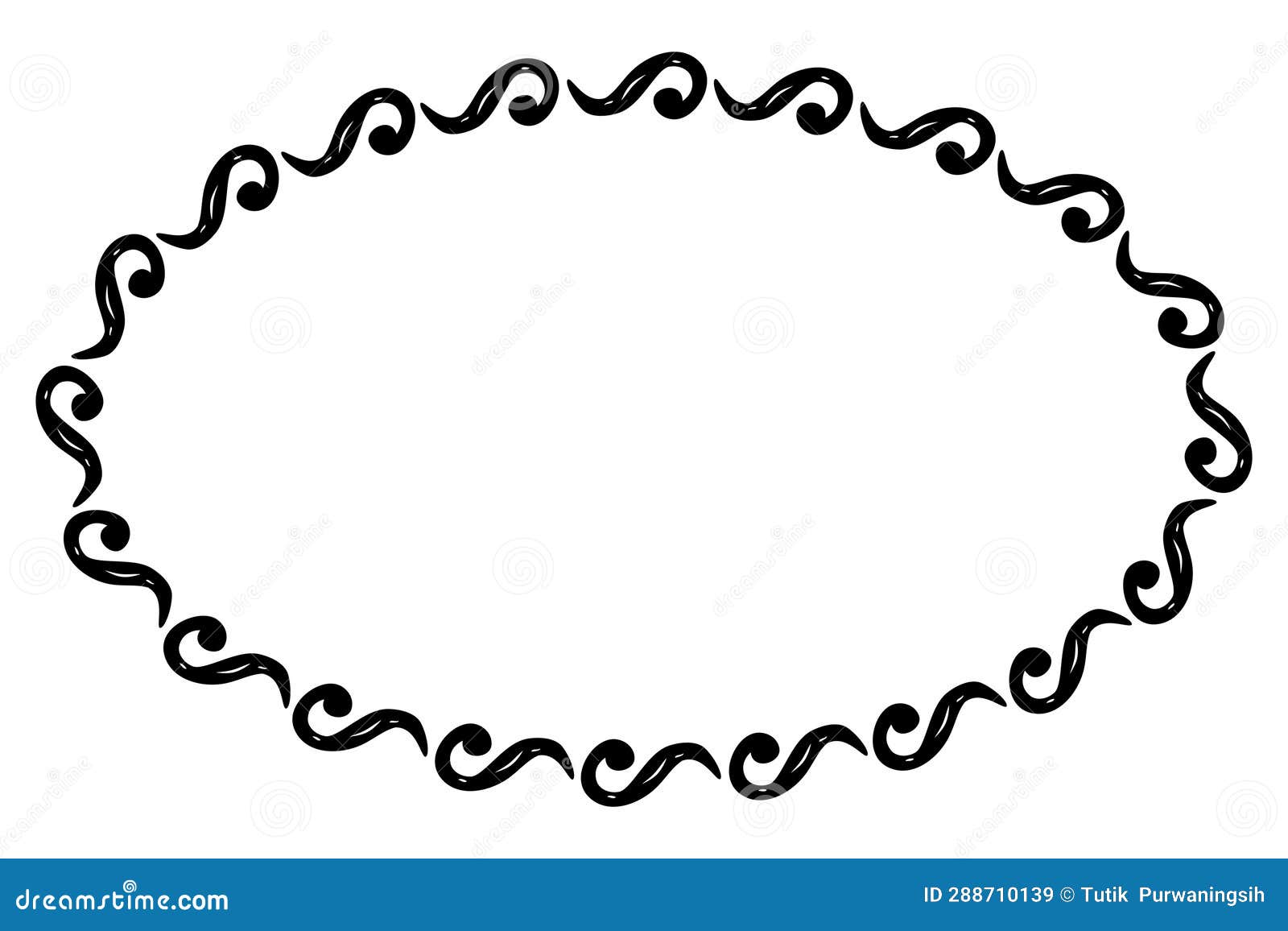 Simple Seamless Vector Oval Hand Draw Sketch Floral Border Stock Vector ...