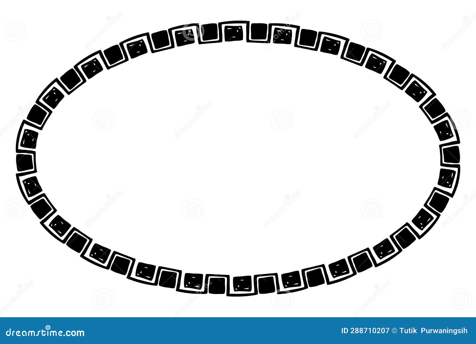 Simple Seamless Vector Oval Hand Draw Sketch Floral Border Stock Vector ...