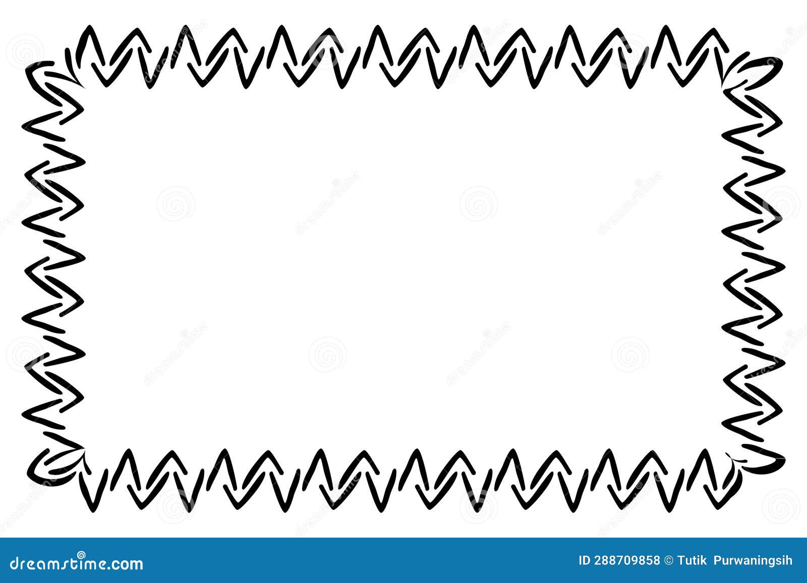 Simple Seamless Vector Rectangle Hand Draw Sketch Floral Border Stock ...