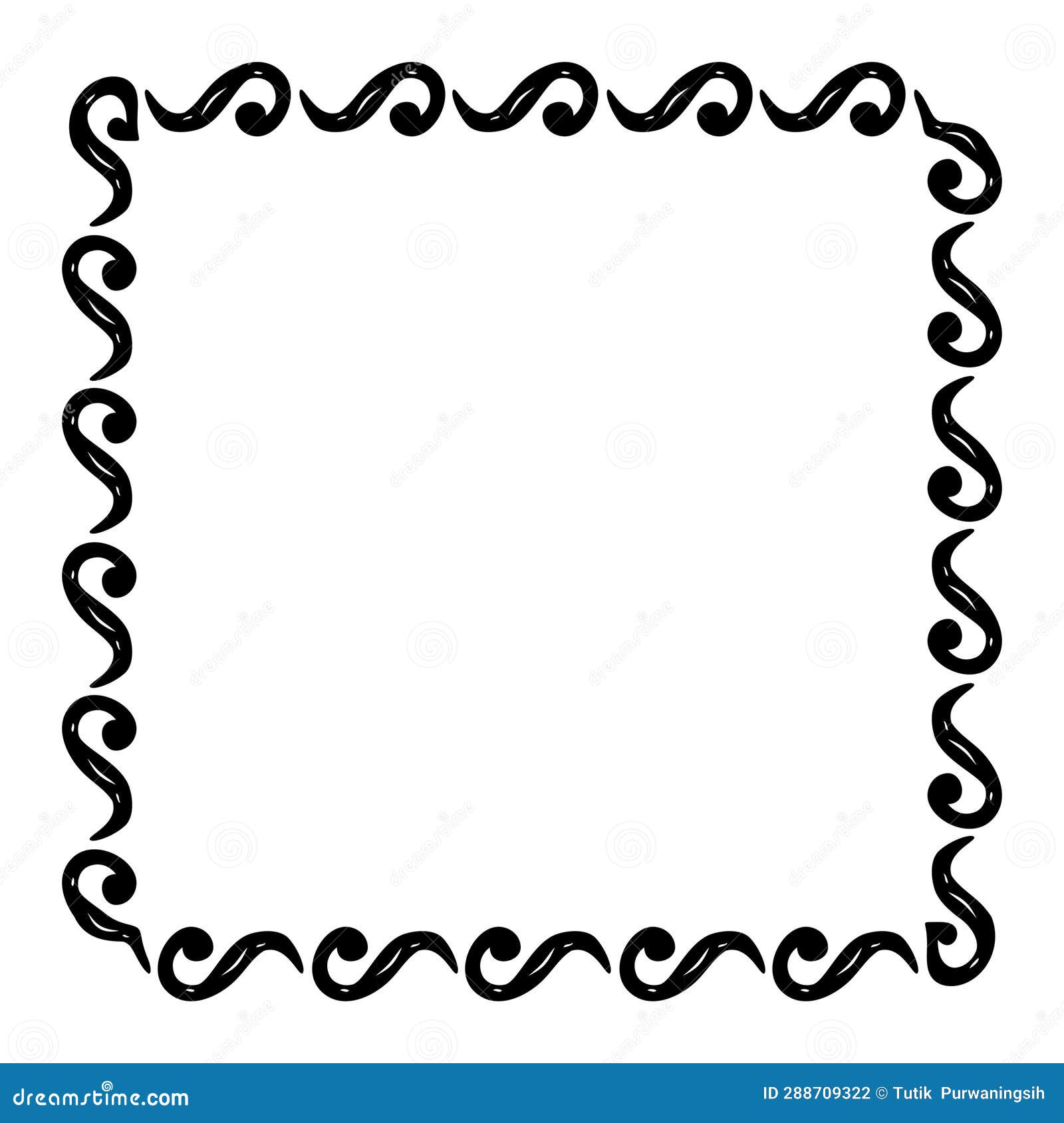 Simple Seamless Vector Square Hand Draw Sketch Floral Border Stock ...