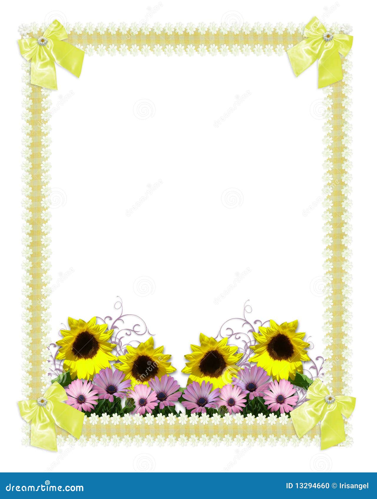 Floral Border Springtime Sunflowers Stock Illustration - Illustration ...