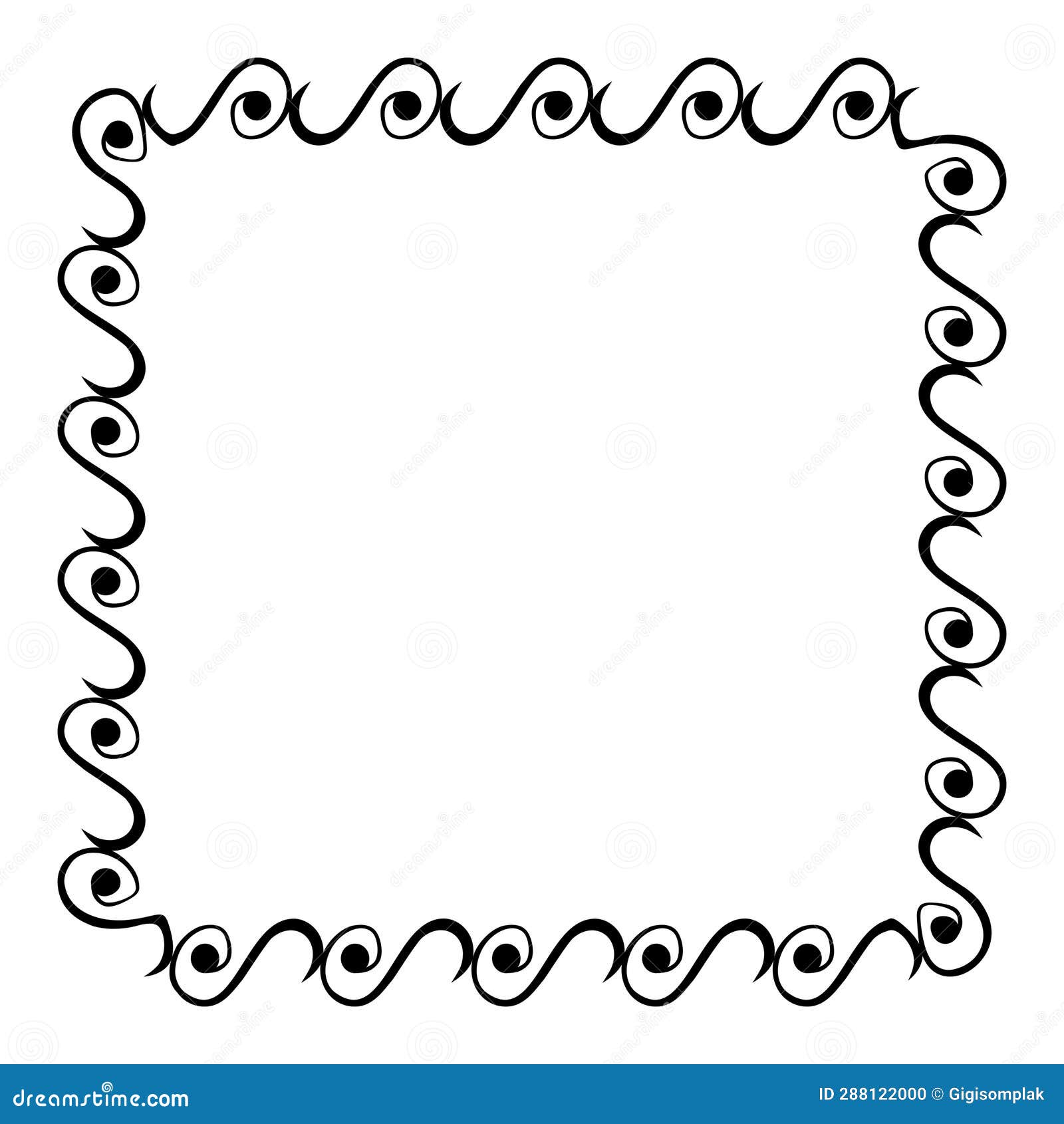 Simple Seamless Vector Square Hand Draw Sketch Floral Border Stock ...