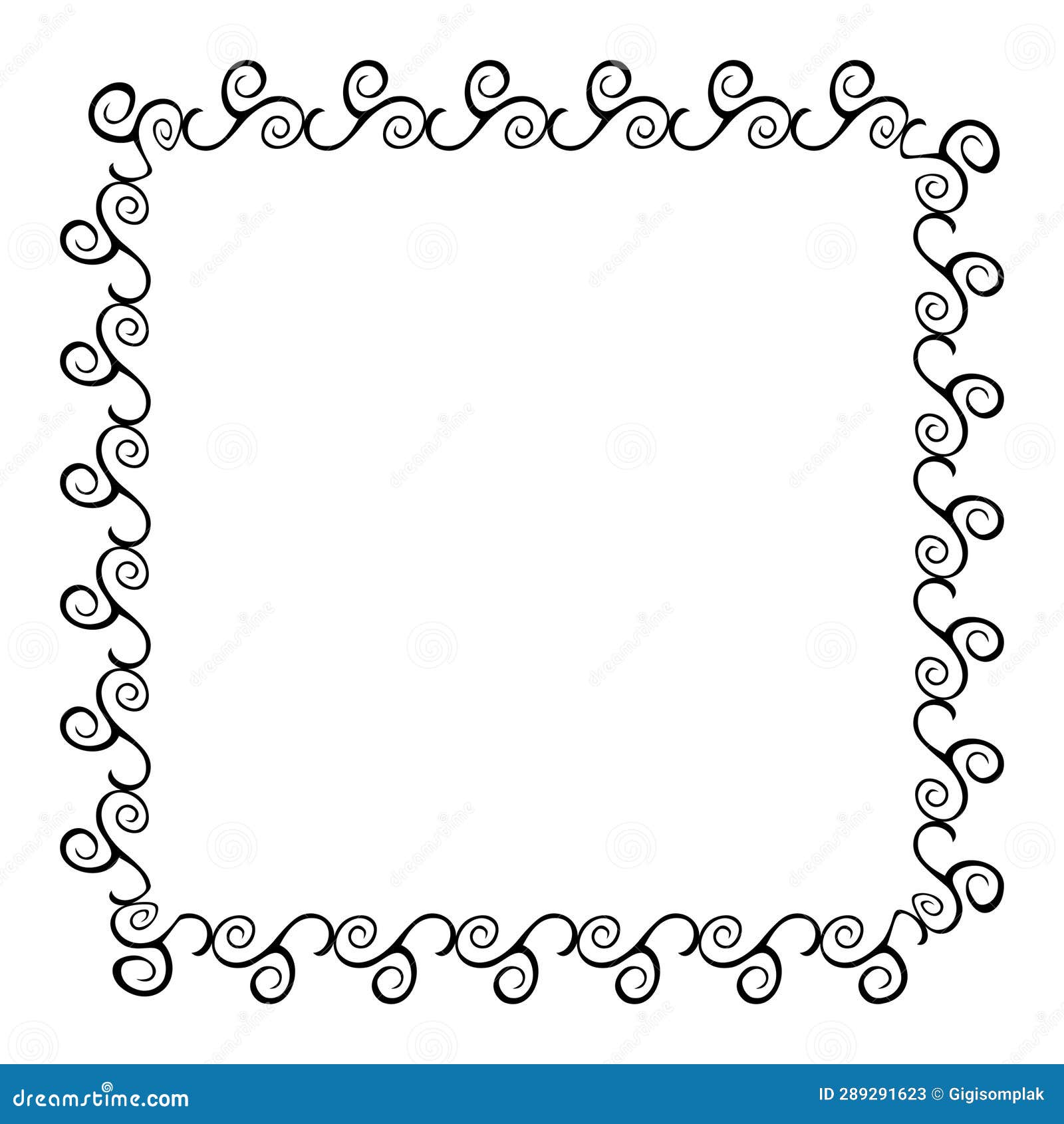 Simple Seamless Vector Square Hand Draw Sketch Floral Border Stock ...