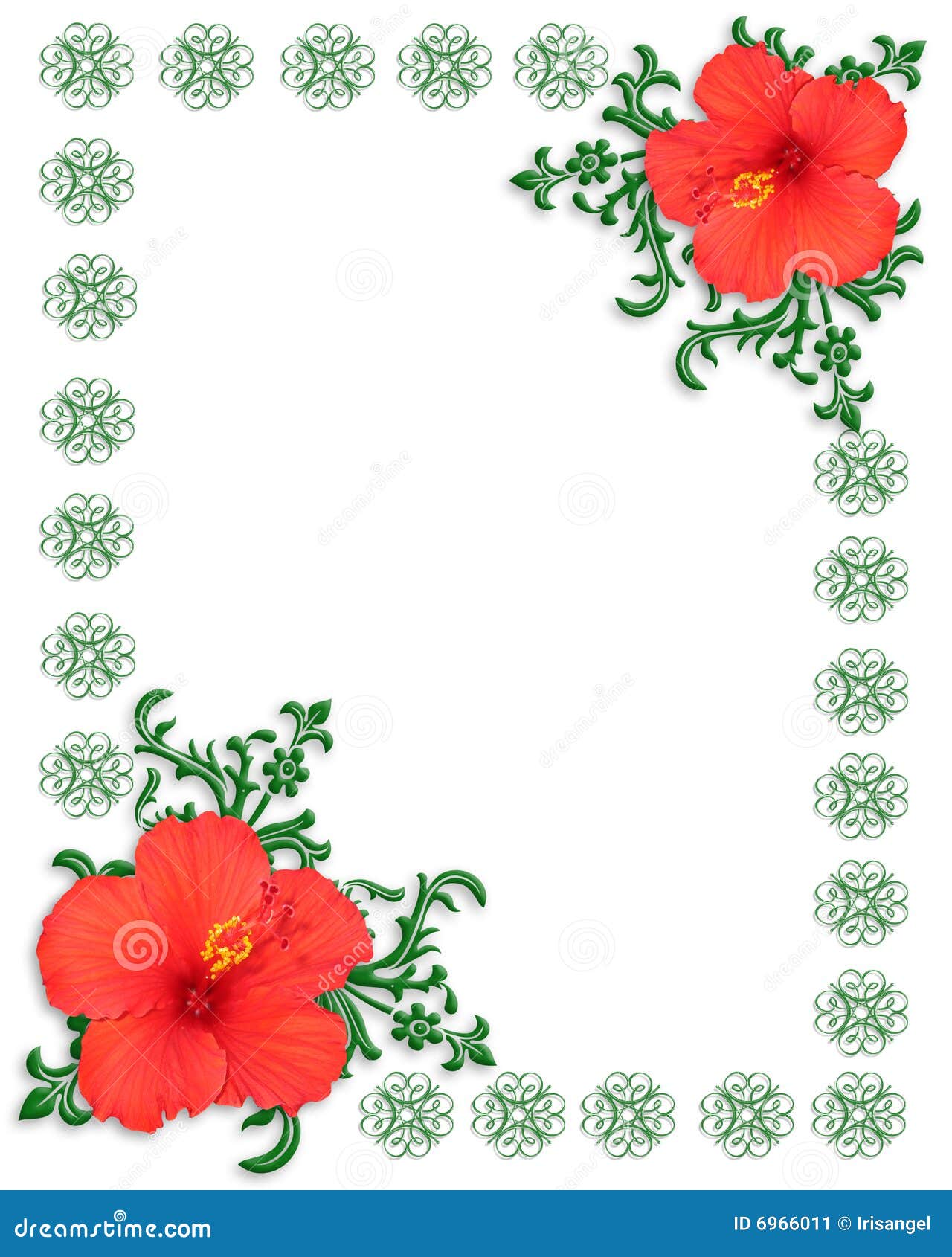 Floral Border Template Hibiscus Stock Illustration - Illustration of ...