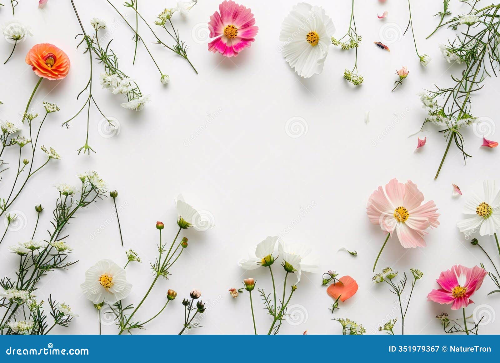 Floral Border with White Background Stock Illustration - Illustration ...