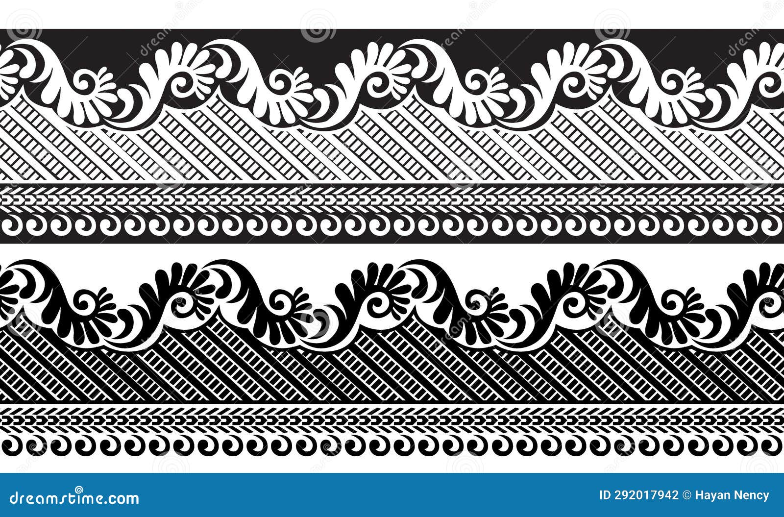 Traditional Floral Border Pattern on White Background Stock ...