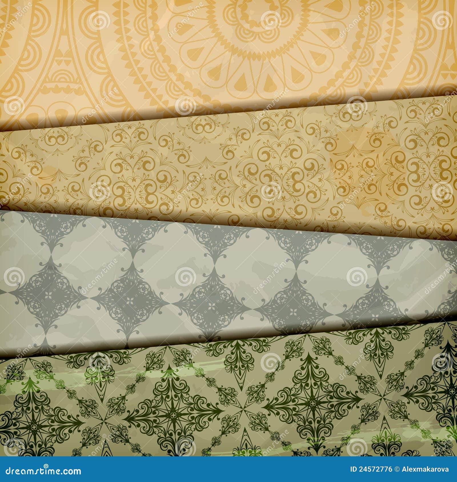 Floral Borders on Crumpled Paper Stock Vector - Illustration of asia ...