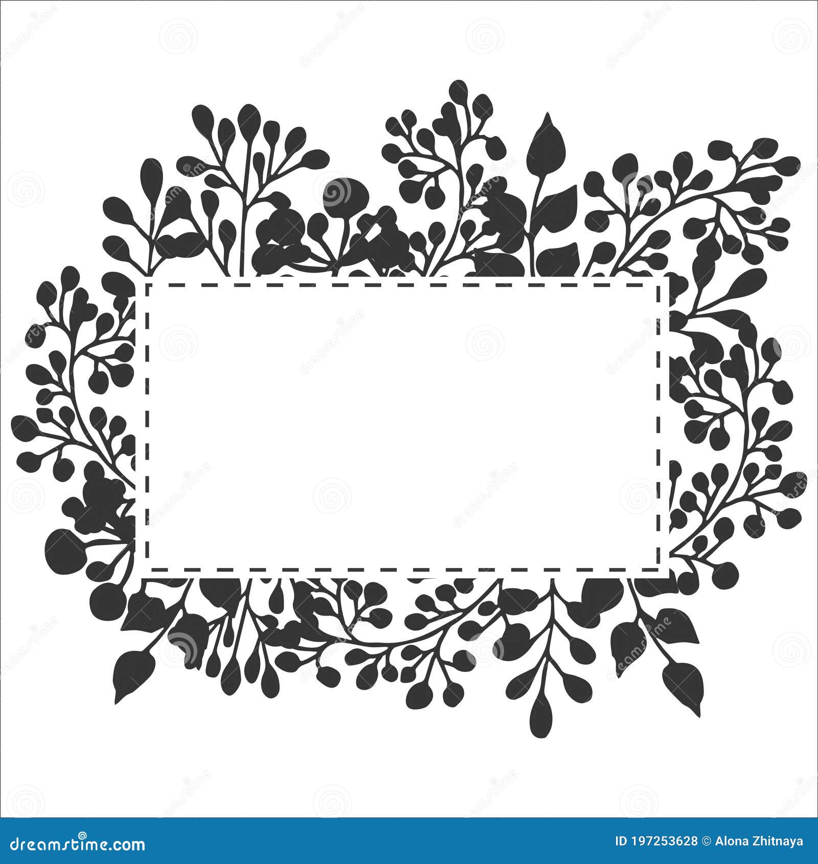 Floral, Botanical Frame with Doodle Elements Stock Illustration ...