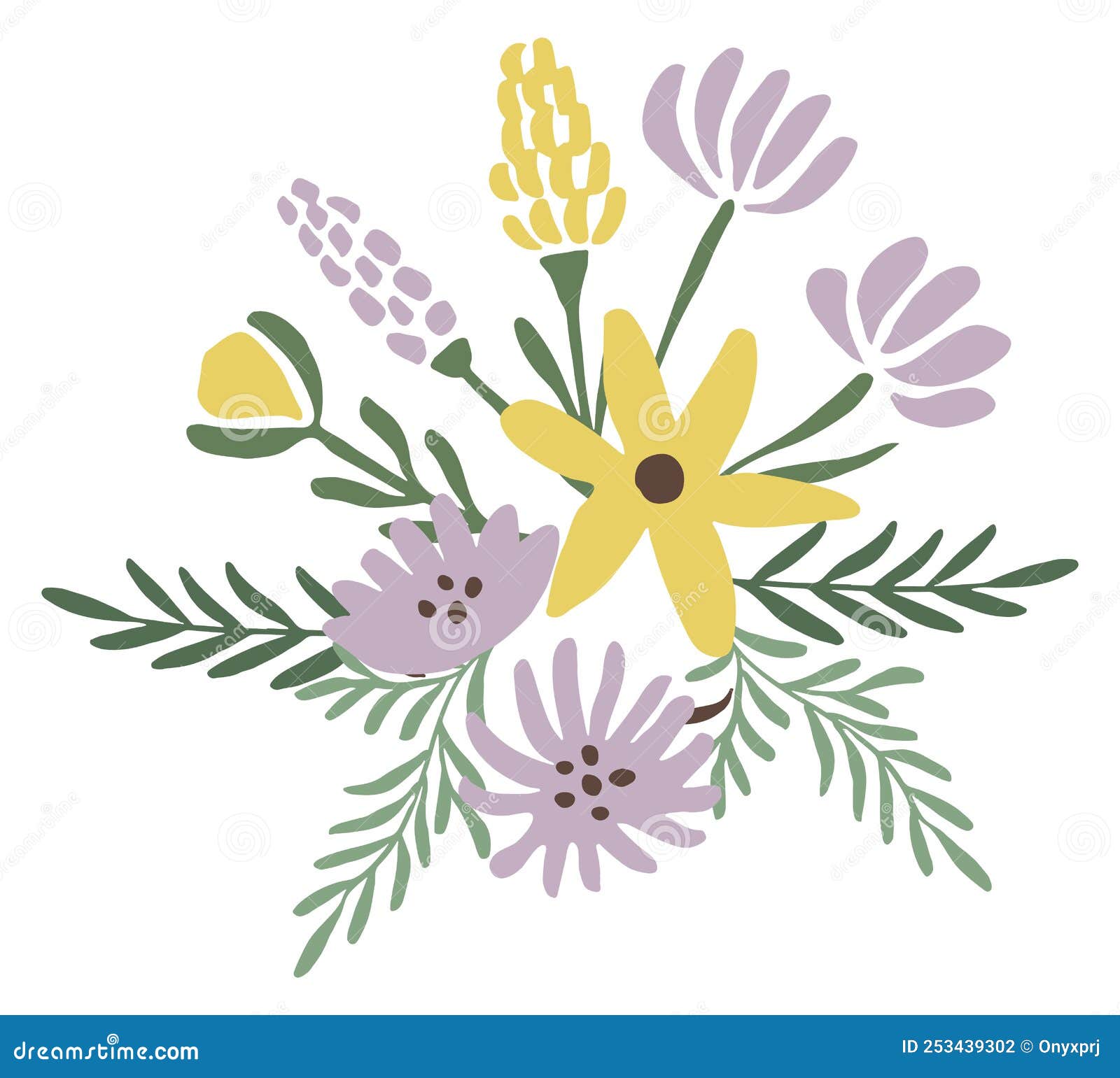 Floral Bouquet. Decorative Flower and Branches Stock Vector ...