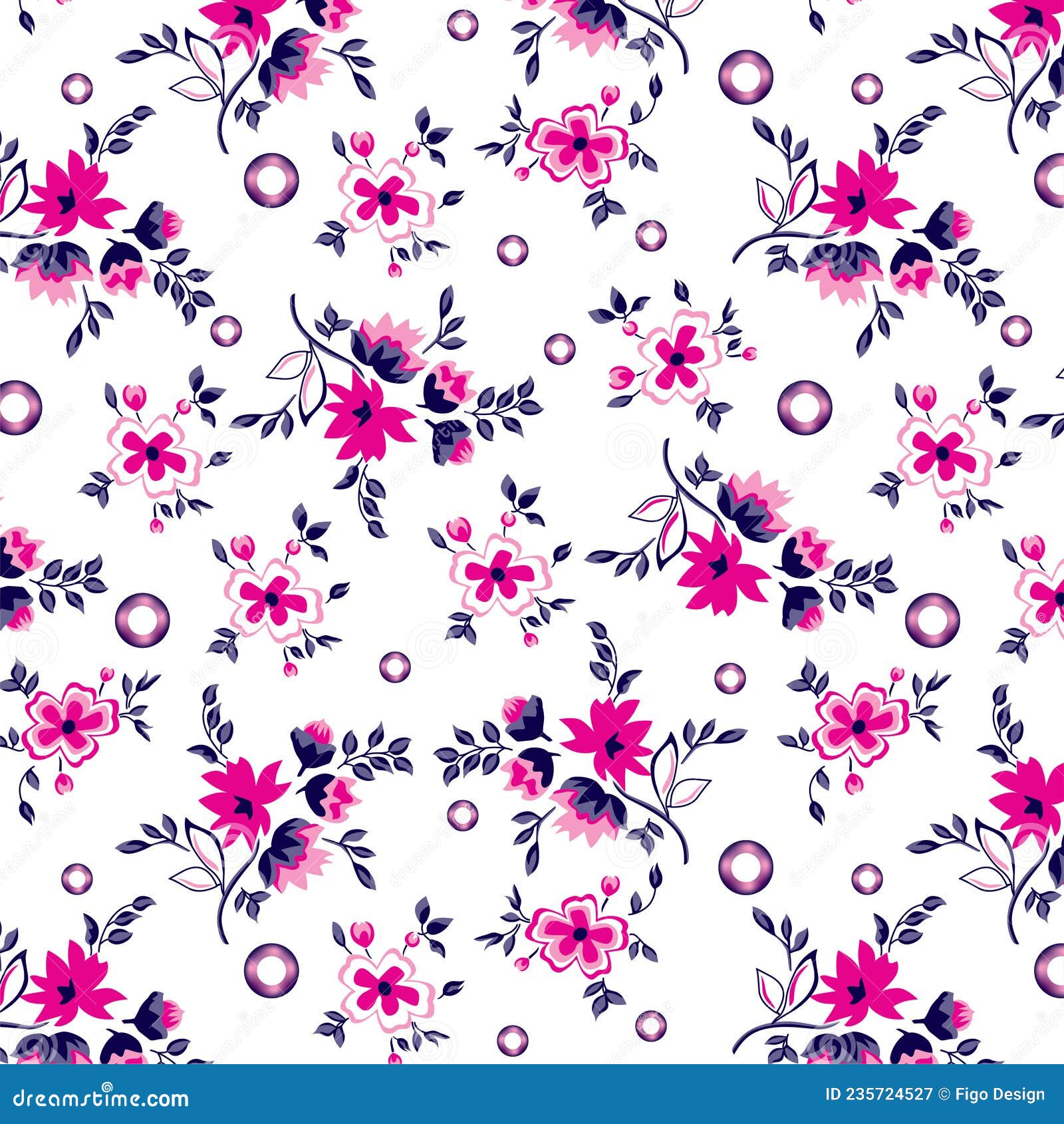 Floral Bouquet Pattern with Gradient Circles Elements Stock Vector ...