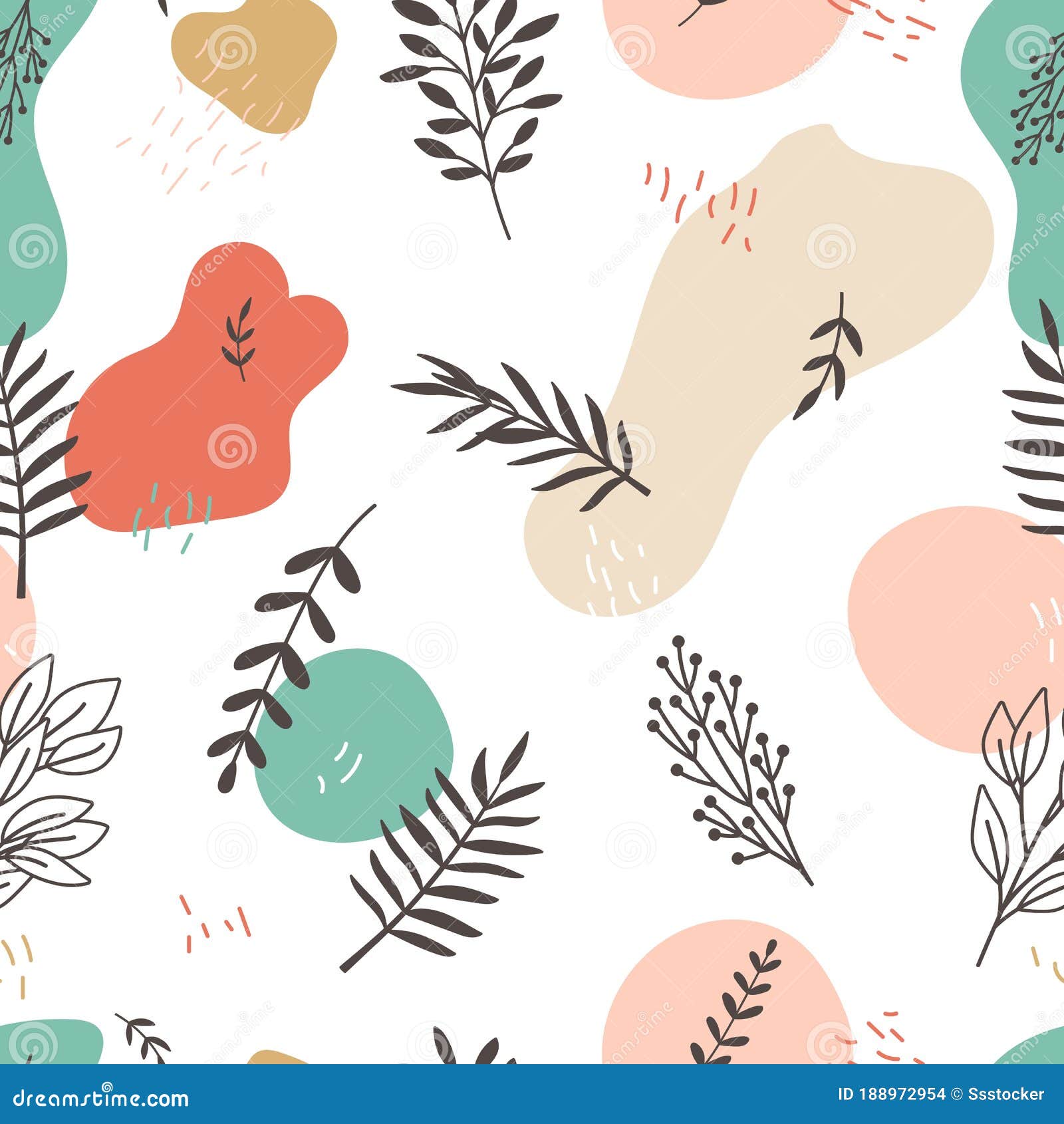 Floral branches pattern stock vector. Illustration of retro - 188972954