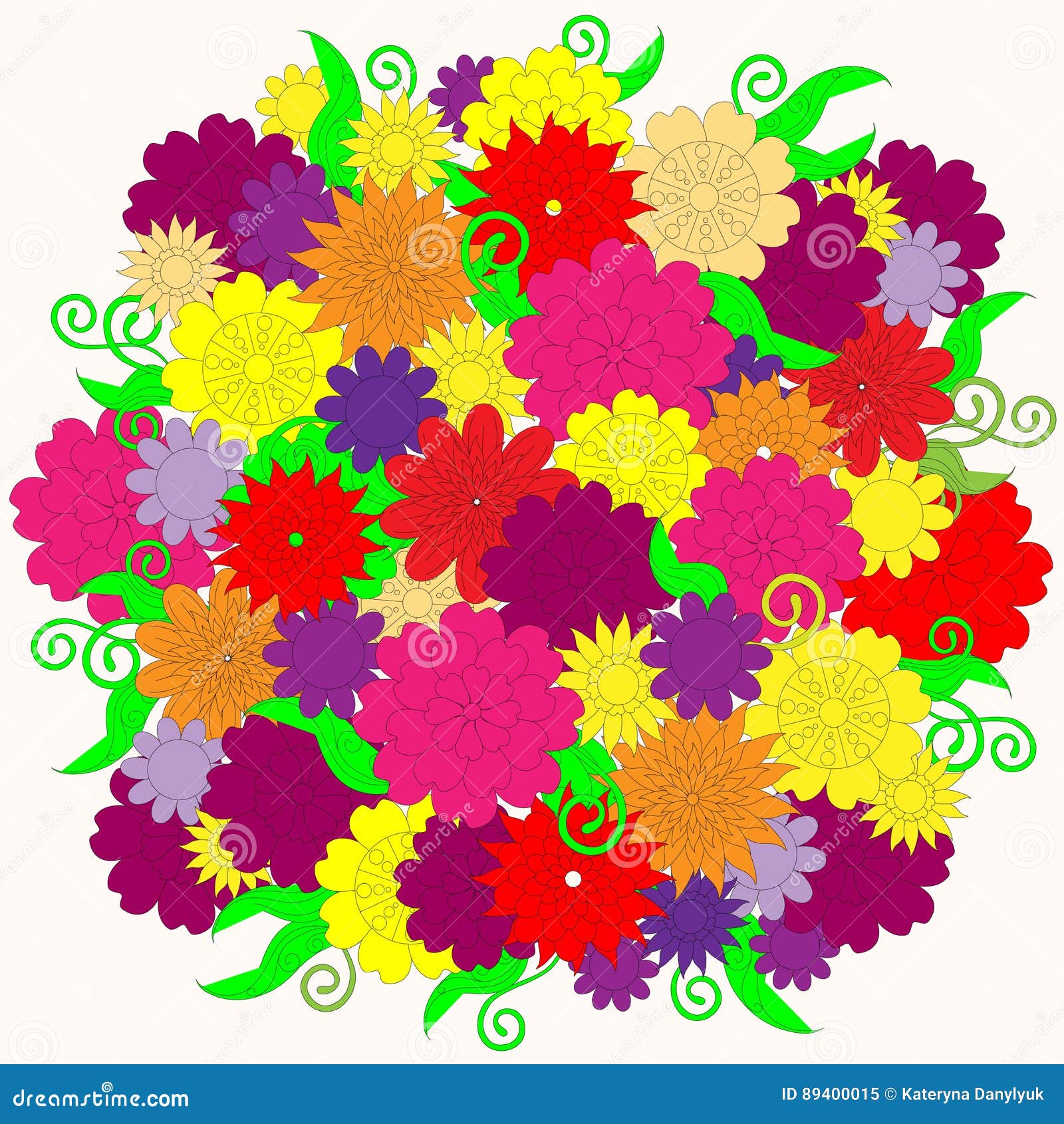 Floral Bright Colorful Background on White Stock Vector - Illustration ...