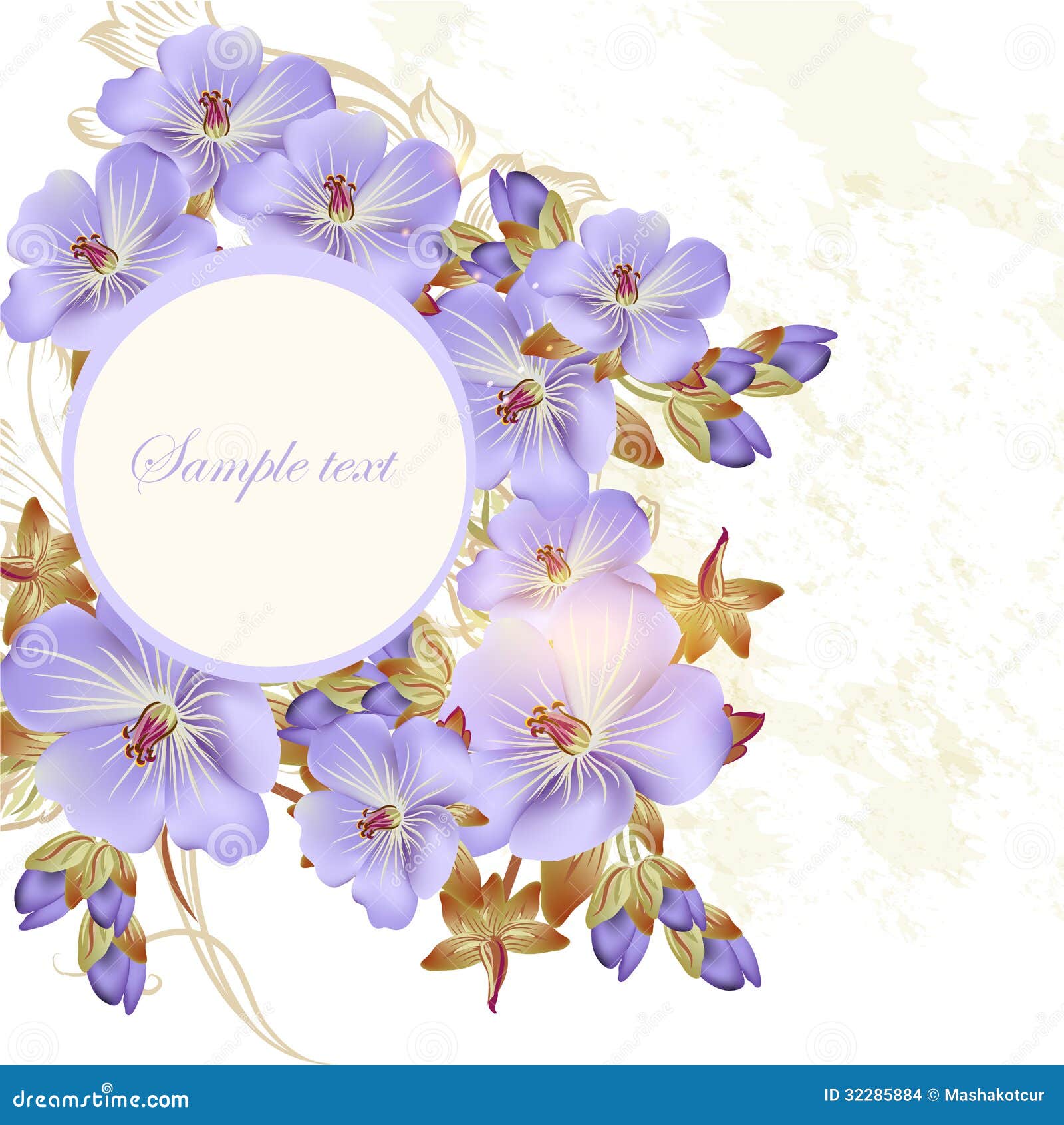 Floral Brochure Design with Blue Flowers and Space for Text Stock ...
