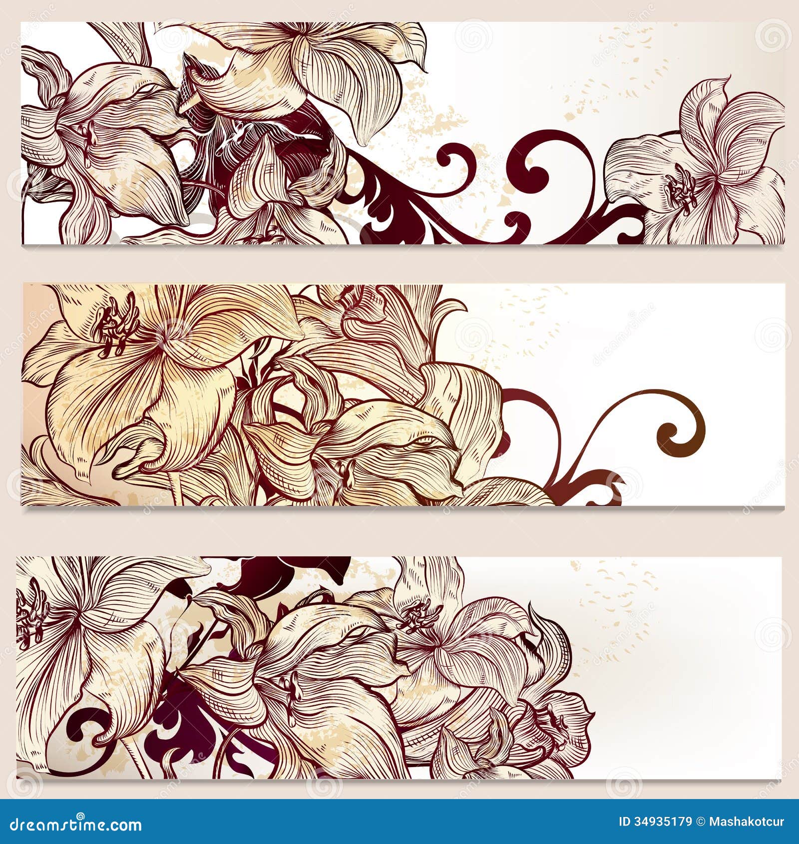 Floral Brochures Set for Design Stock Vector - Illustration of floral ...