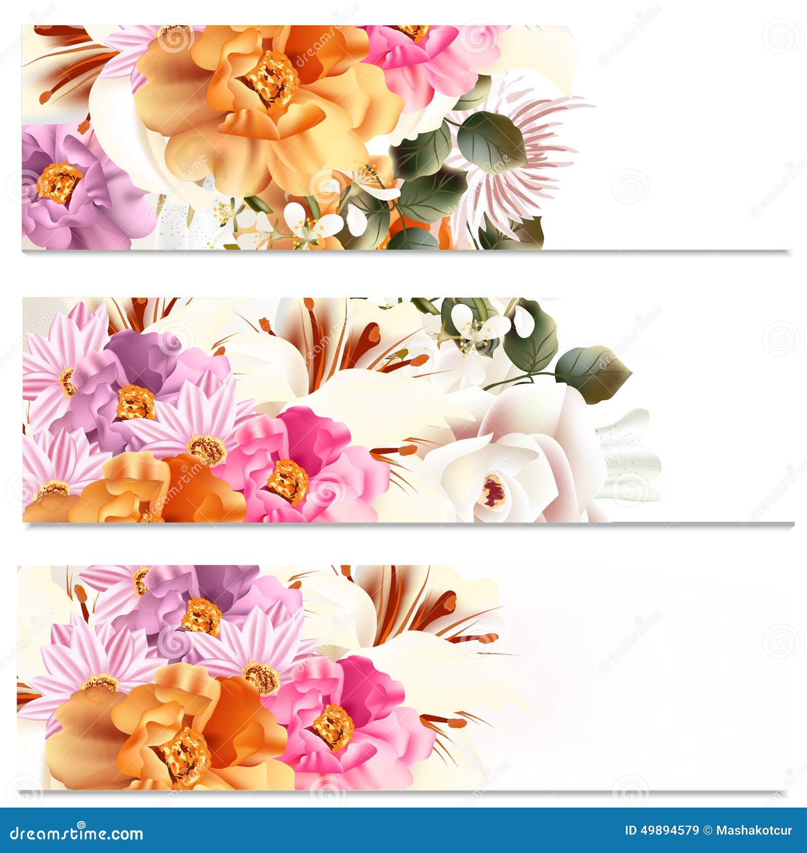Floral Brochures Set with Flowers Stock Vector - Illustration of marry ...