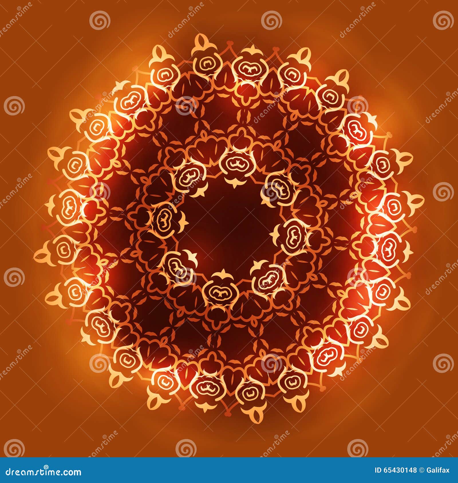 Floral Brown Round Ornament Stock Vector - Illustration of abstract ...