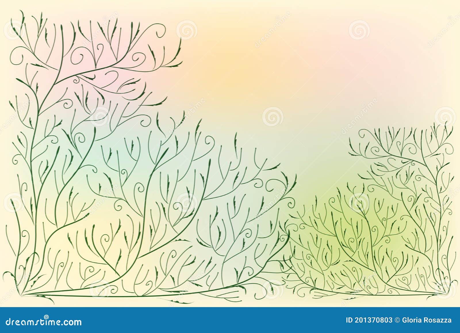 Floral Bushes Trees Beautiful Forest Background Stock Vector ...