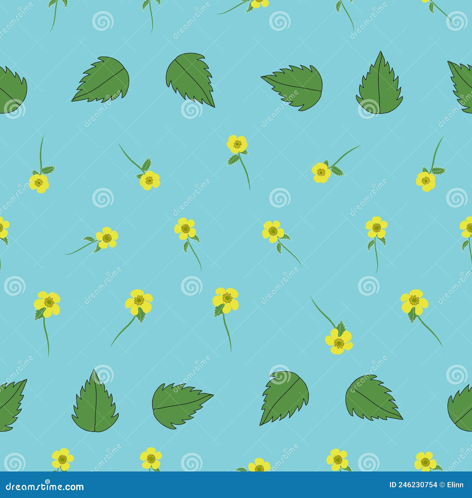 Floral Buttercup Seamless Vector Pattern Design Background Stock Vector ...