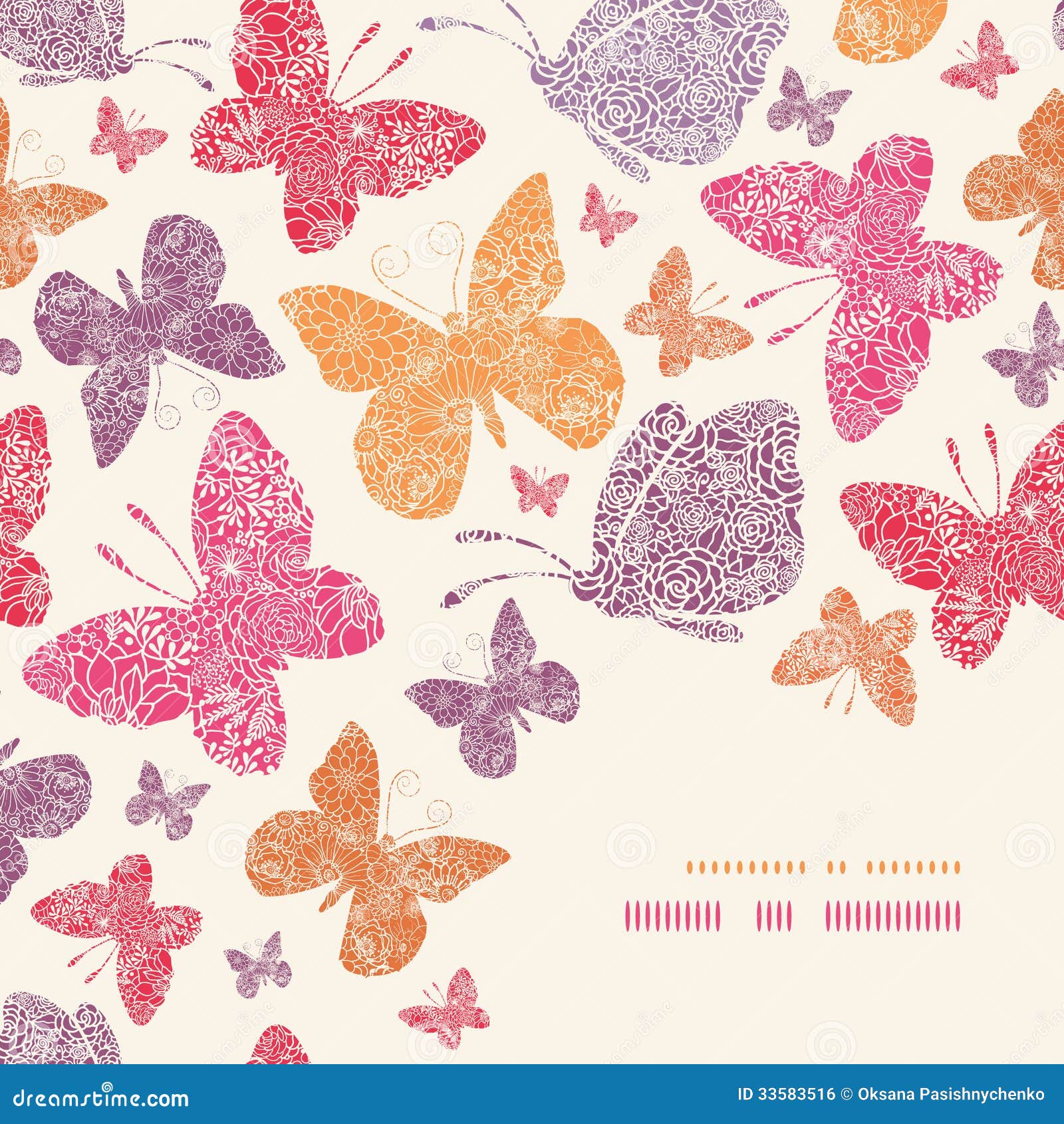 Floral Butterflies Corner Decor Pattern Background Stock Vector ...