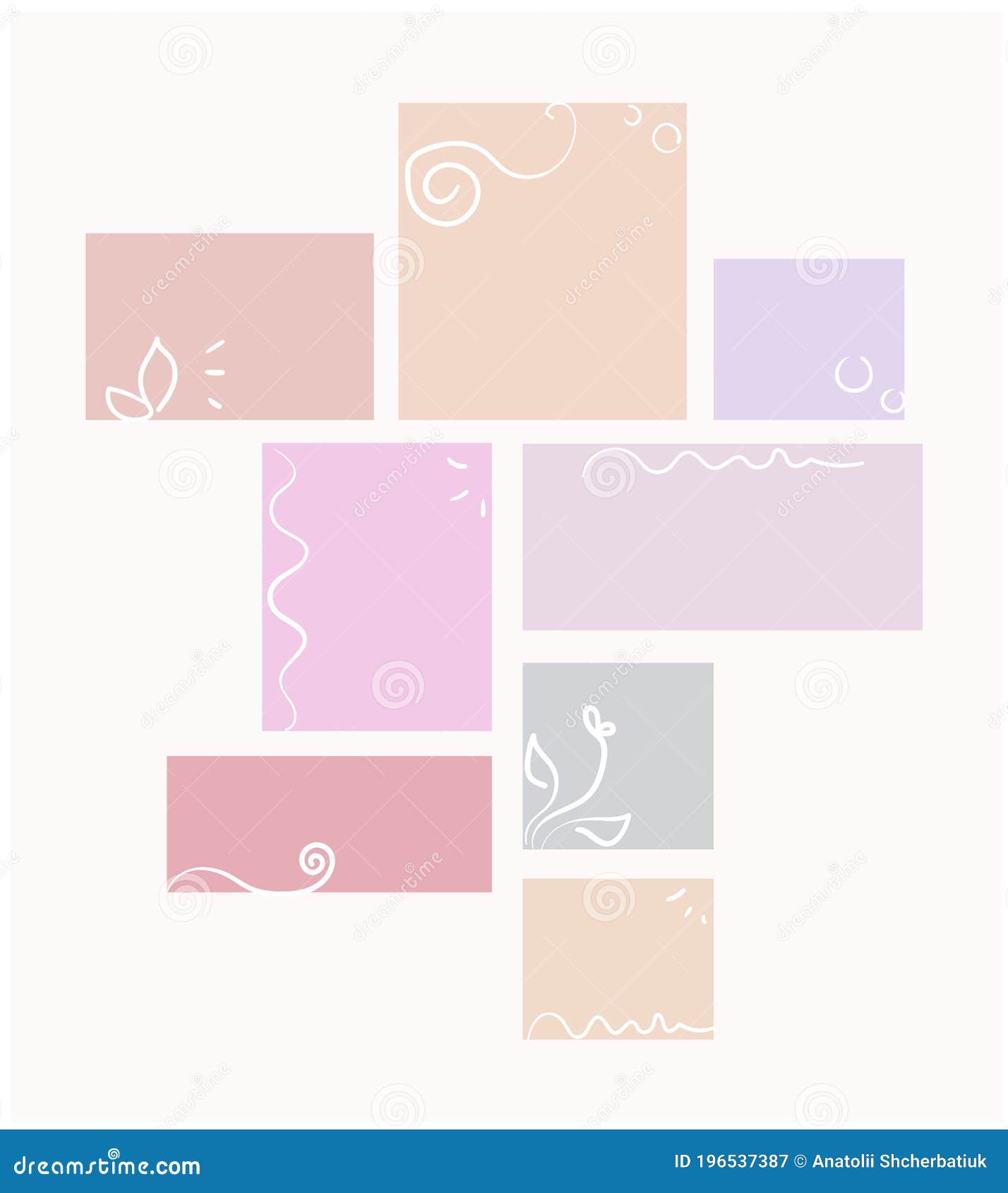 Floral Calligraphy Elements, Rectangle Shape Pastel Color Mood Board ...
