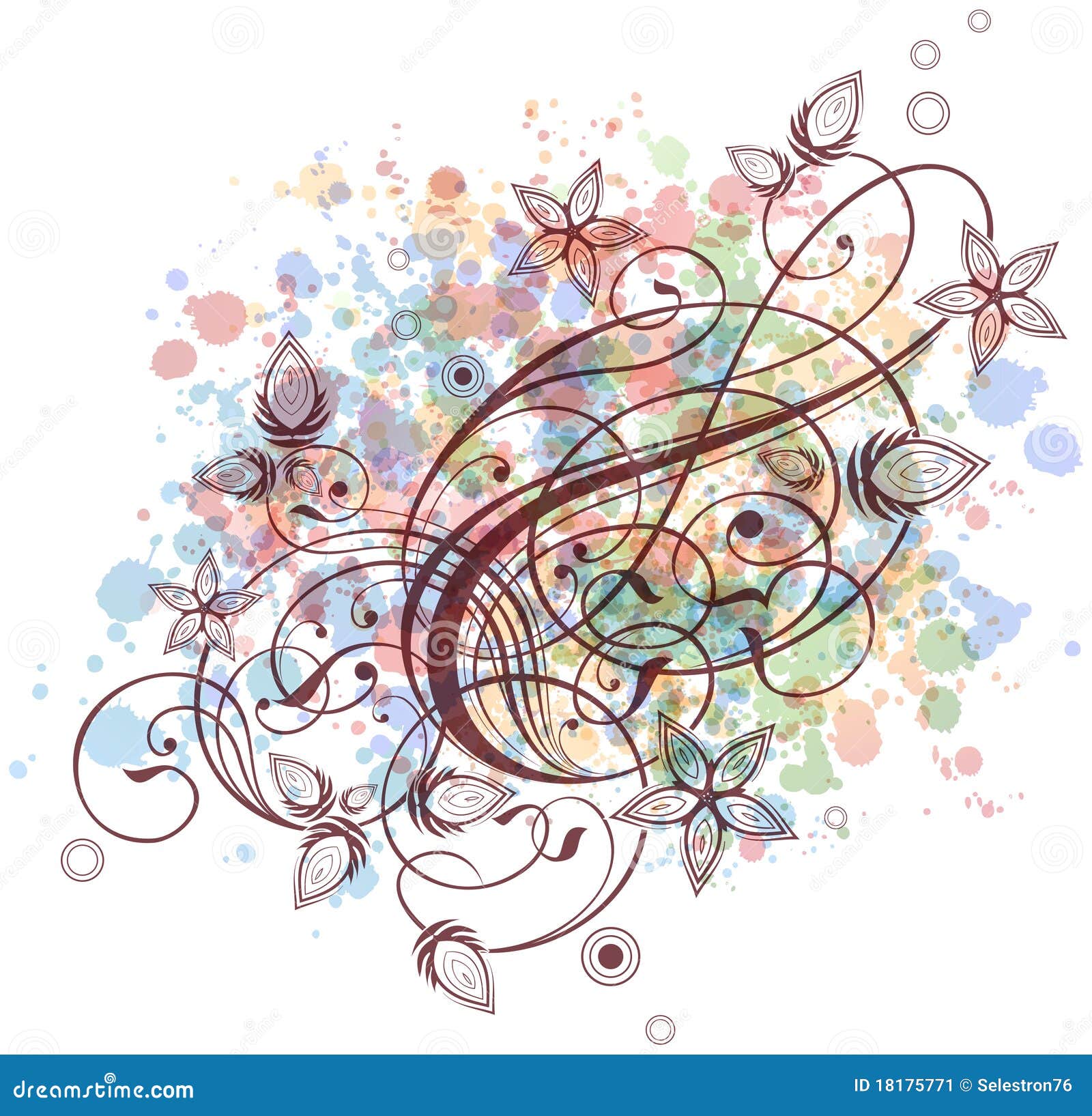 Floral Calligraphy Ornament Stock Vector - Illustration of green ...