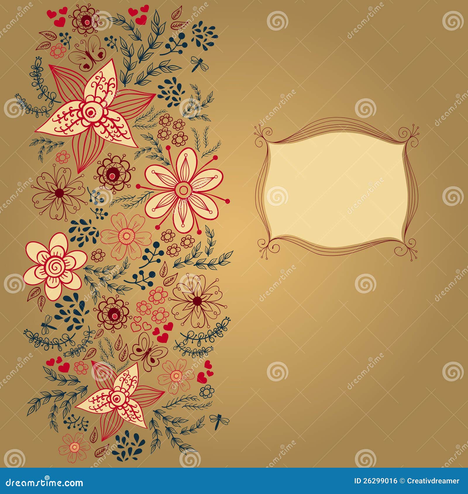 Floral Card Design Template, Vector Stock Vector - Illustration of ...
