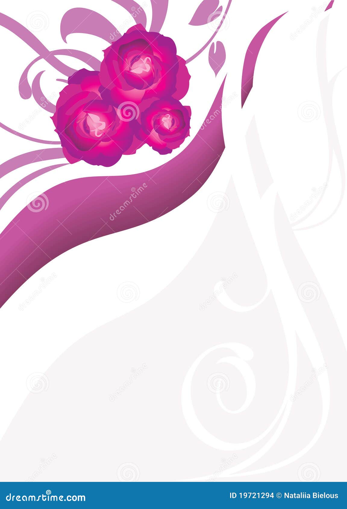 Floral Card with Purple Rose Stock Vector - Illustration of banner ...