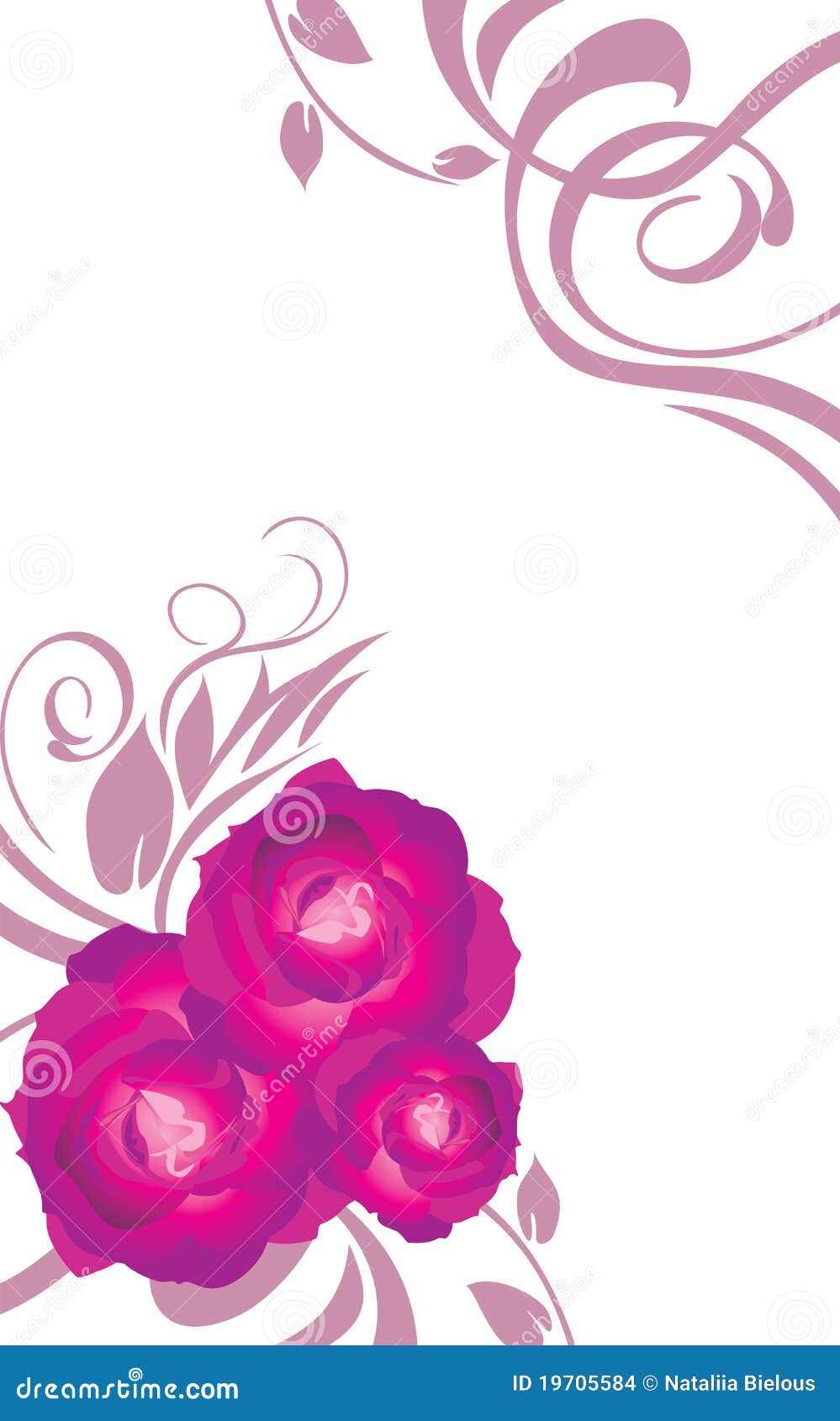 Floral Card with Purple Roses Stock Vector - Illustration of plant ...