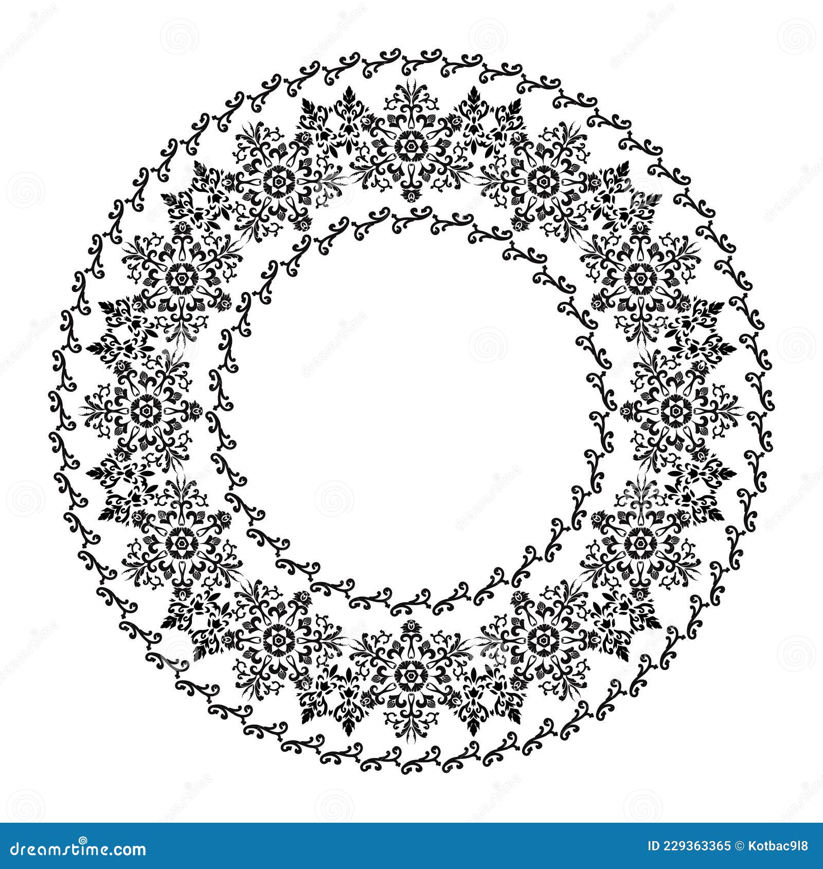 Floral Carved Circle Frame. for the Design Stock Vector - Illustration ...